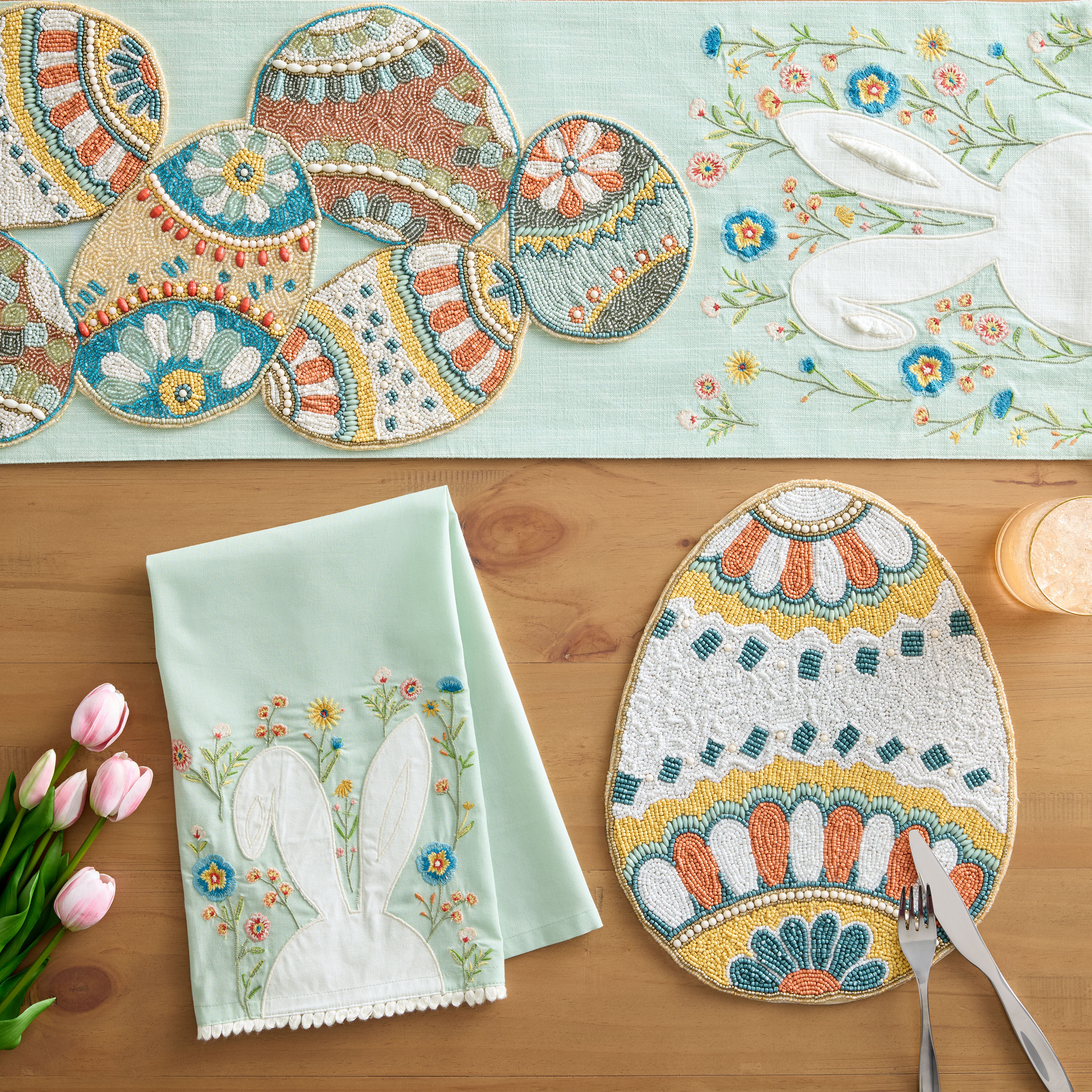 Pastel Easter Egg Beaded Table Runner - World Market