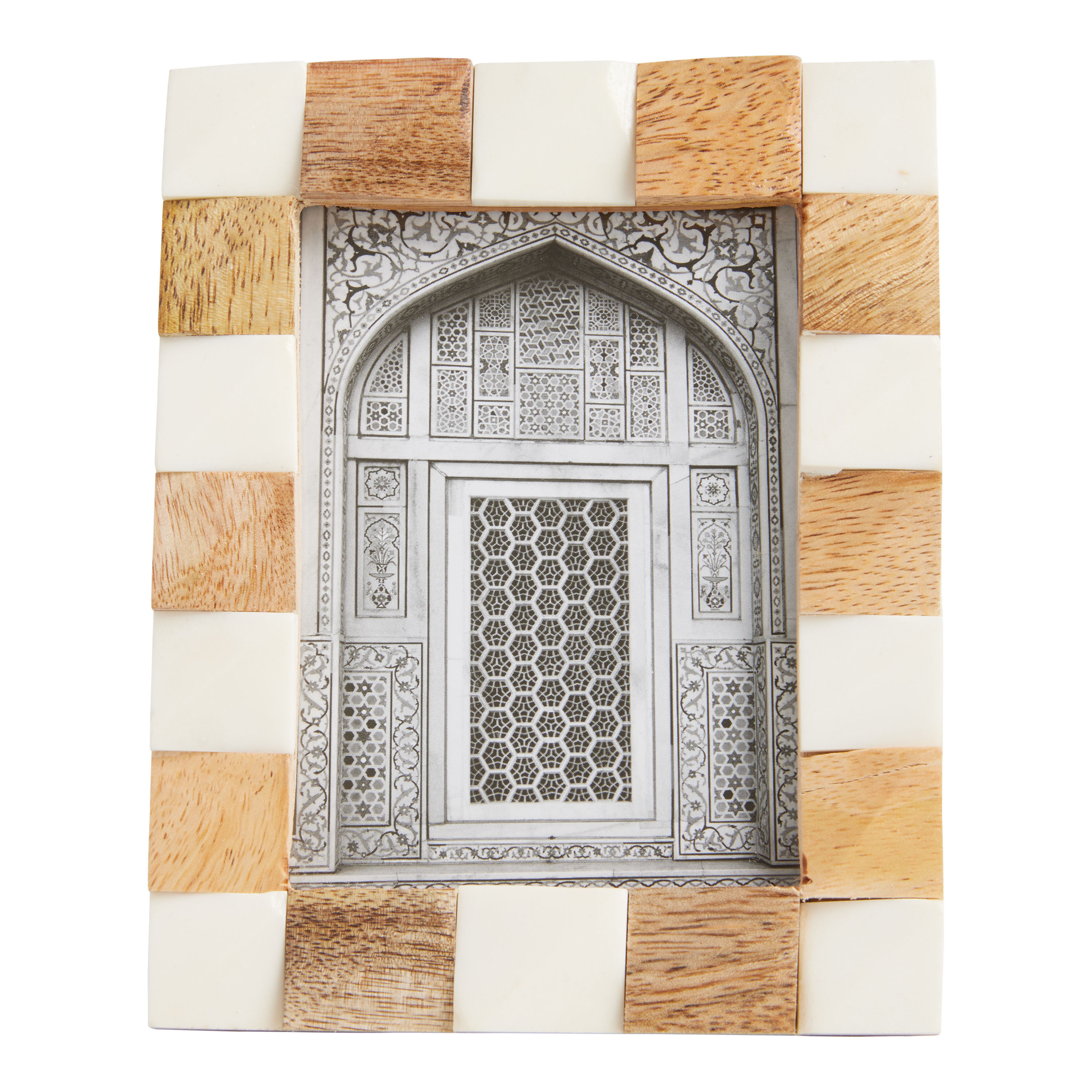 Mini Wood and Bone Lifted Checker Frame - World Market