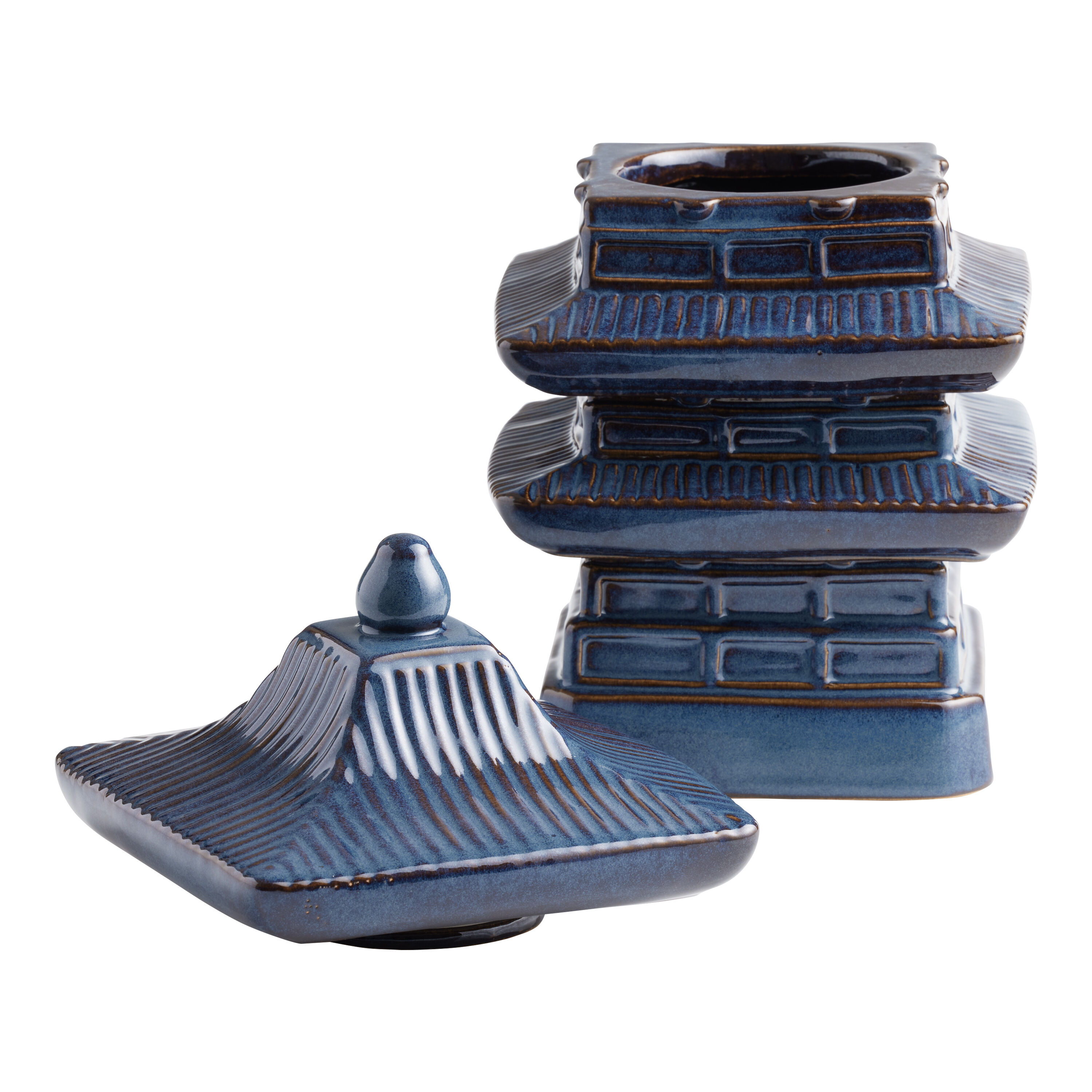 Pagoda Blue Reactive Glaze Ceramic Cookie Jar - World Market