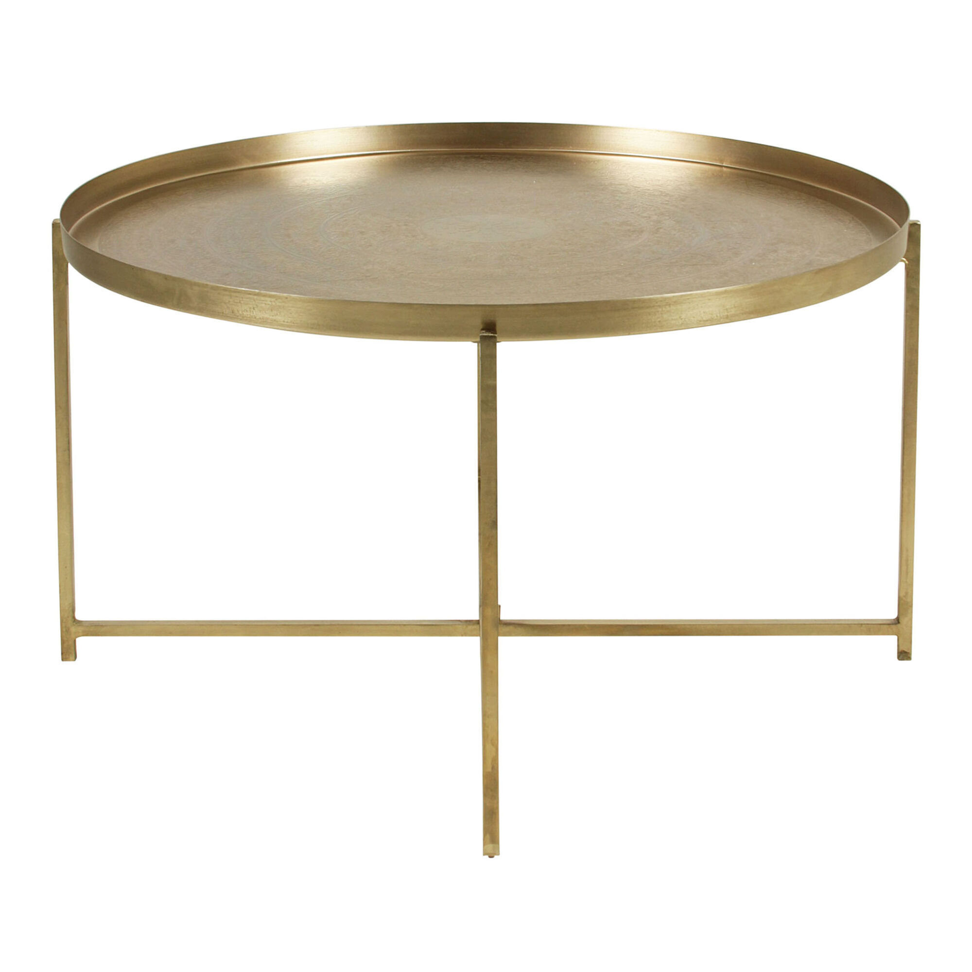 Lillie Round Gold Etched Tray Top Folding Coffee Table - World Market