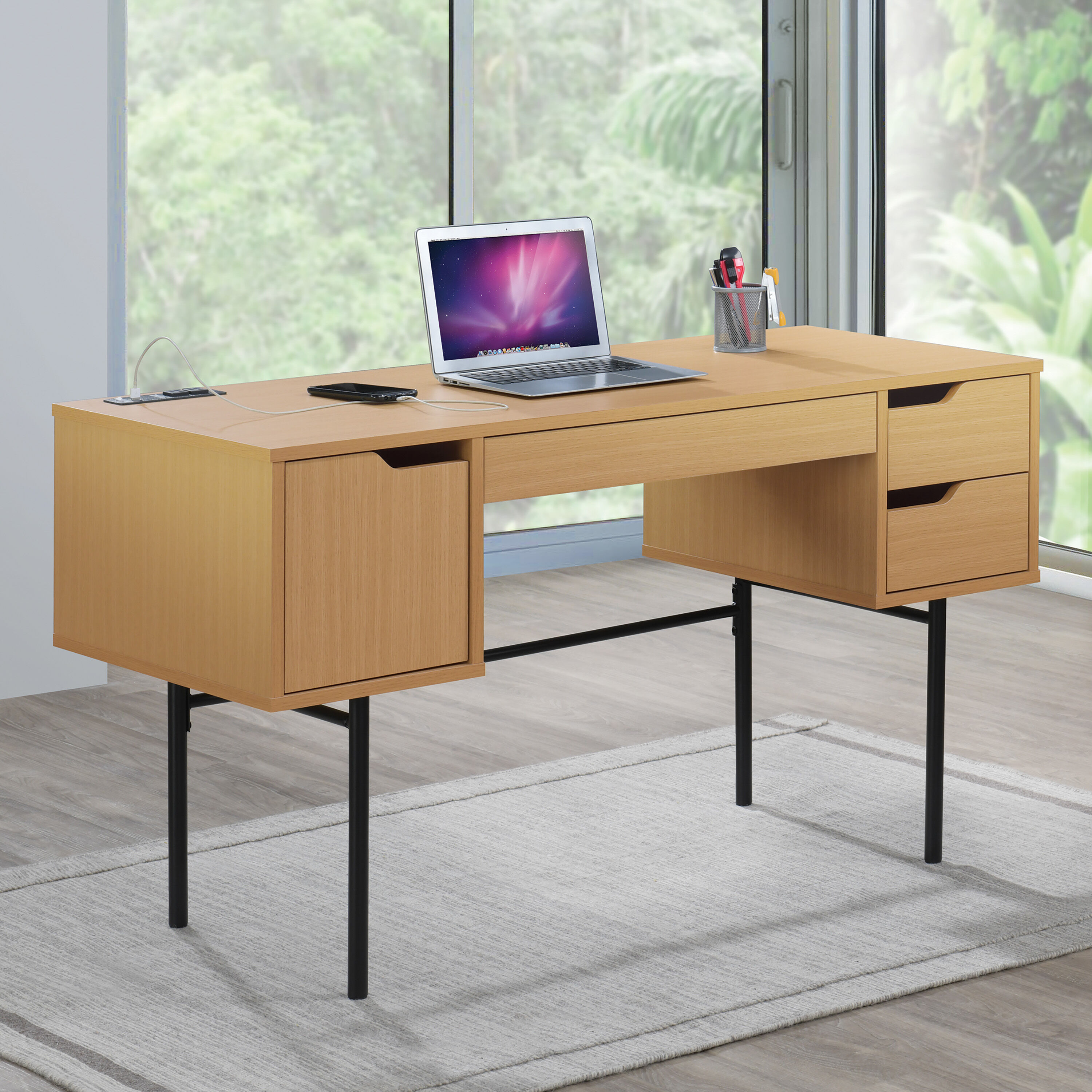 Scandi desk with storage store