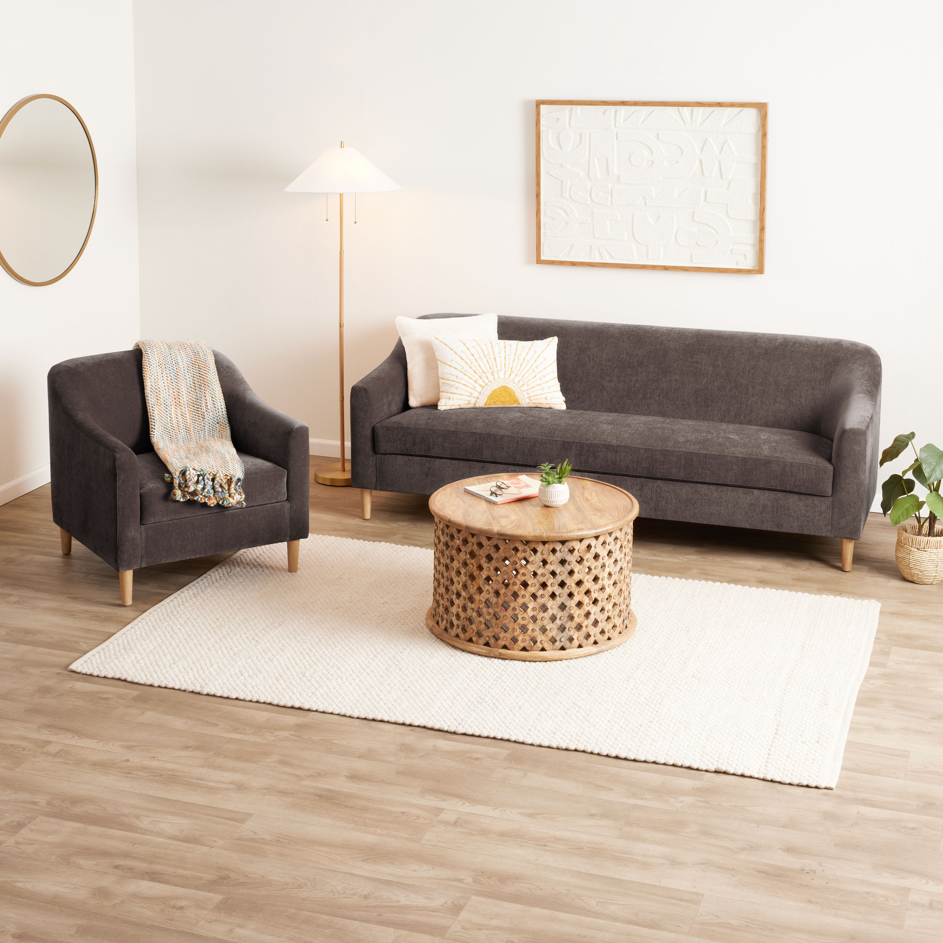 Sacha Chenille Slope Arm Seating Collection - World Market