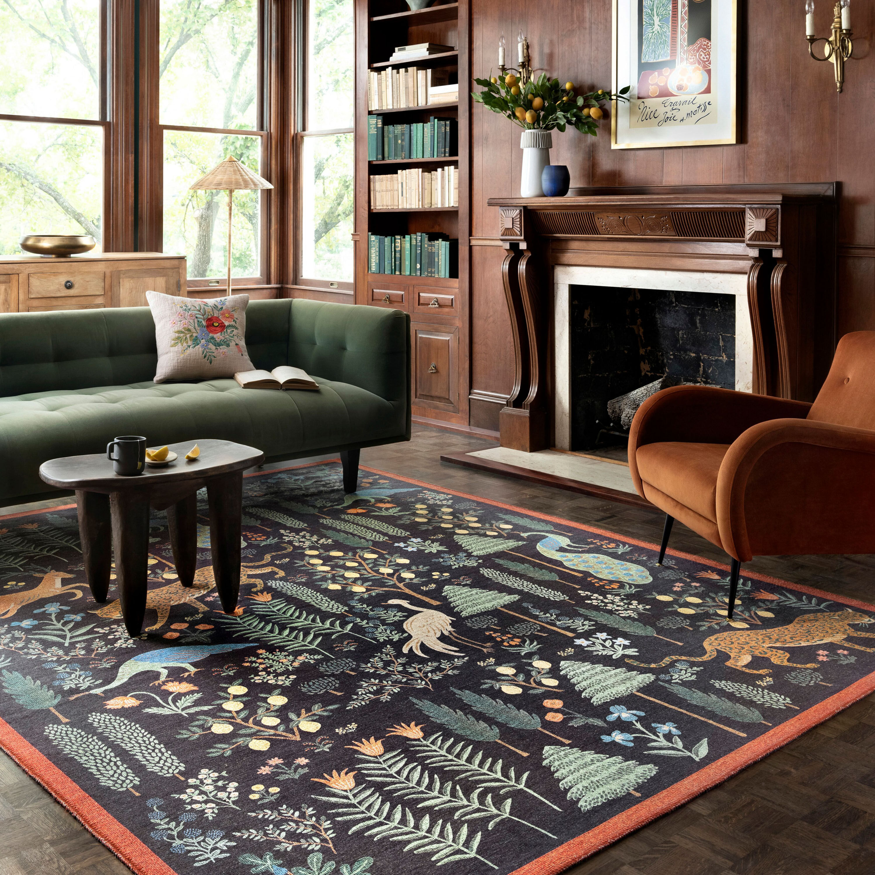 Rifle Paper Co. Les Fauves Wild Animals Area Rug - World Market