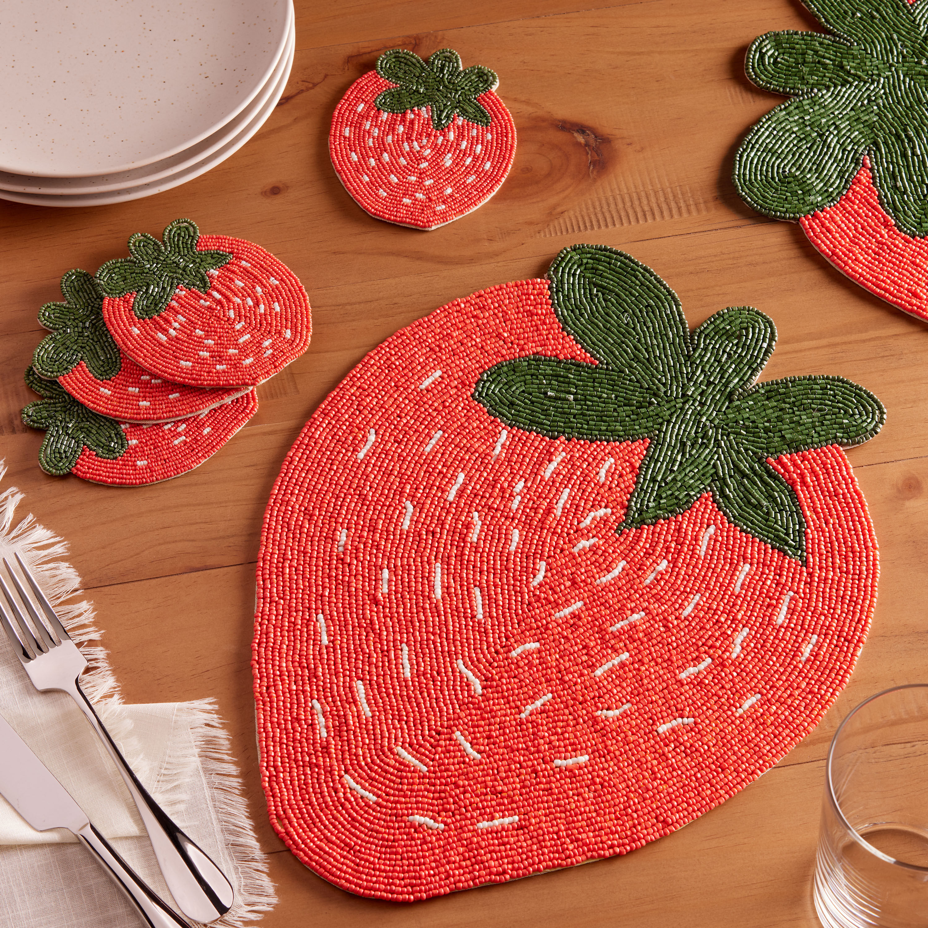 Coral Strawberry Beaded Coasters 4 Pack World Market