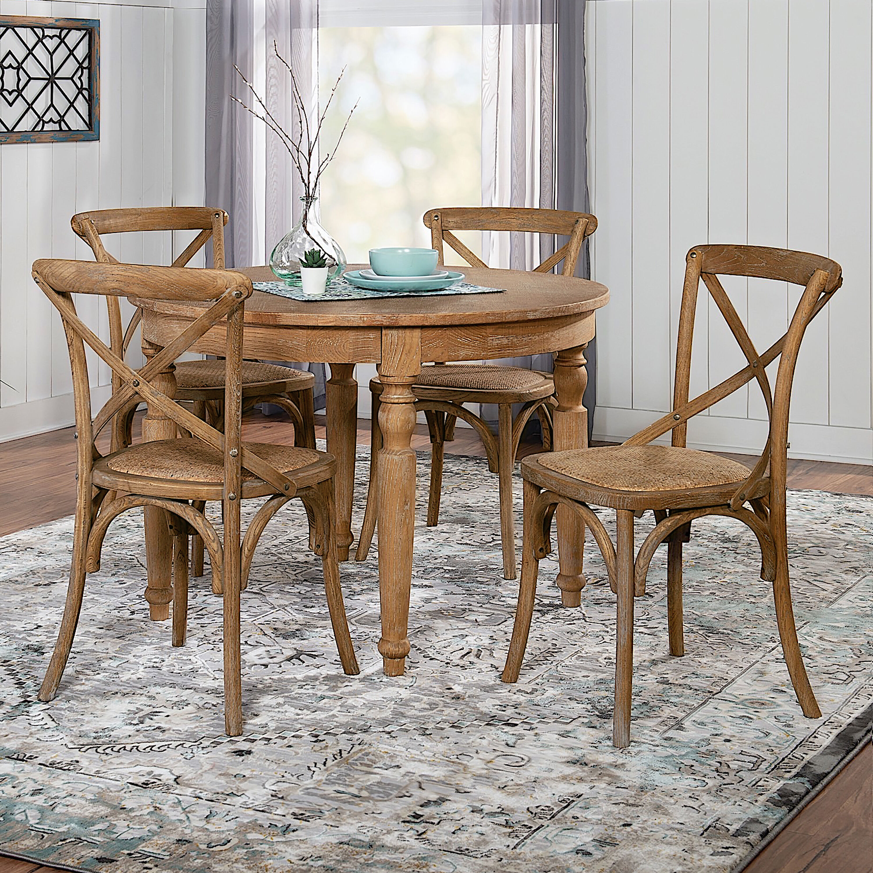 Syena Gray Wood and Rattan Side Chair Set of 2 - World Market