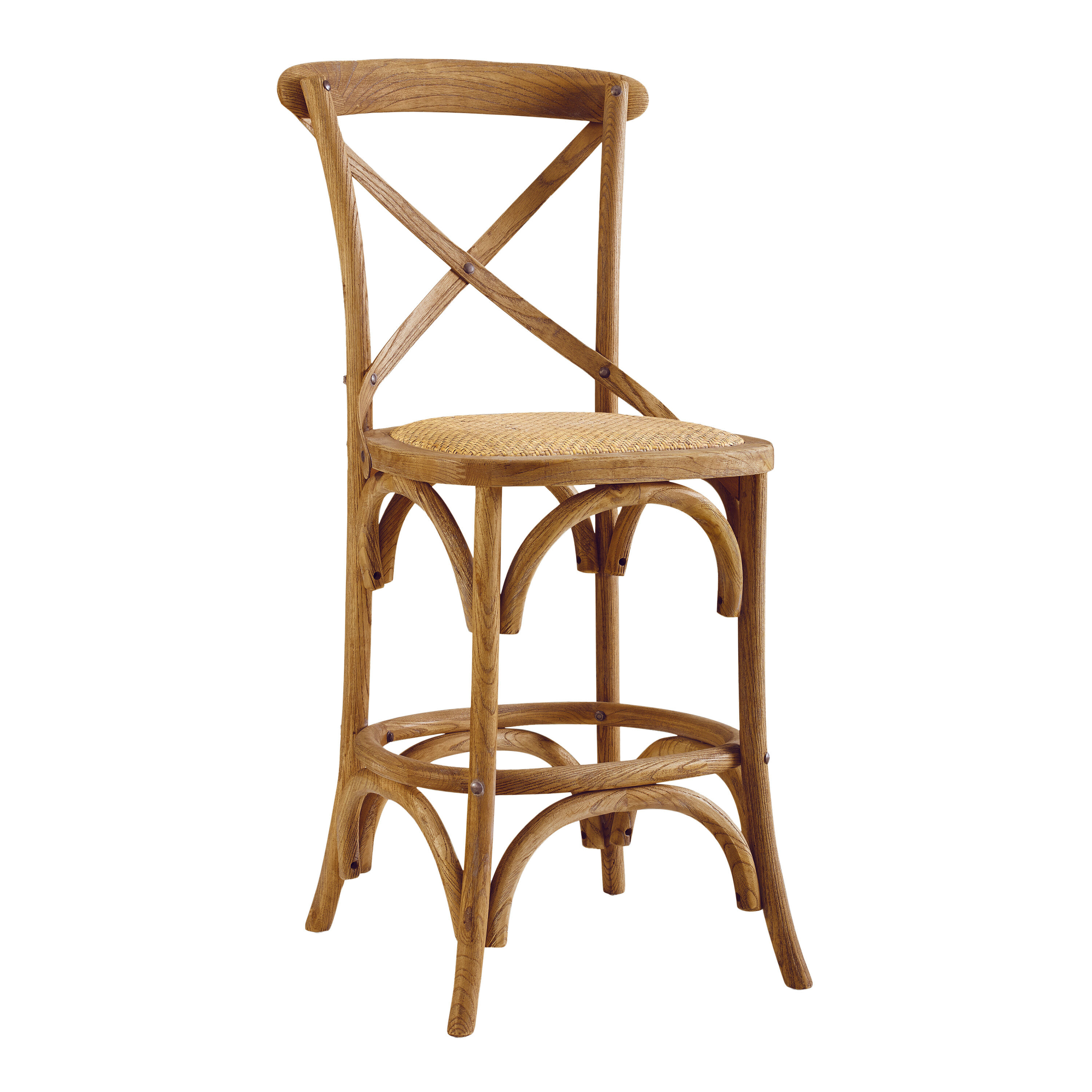 Syena Gray Wood and Rattan Counter Stool - World Market