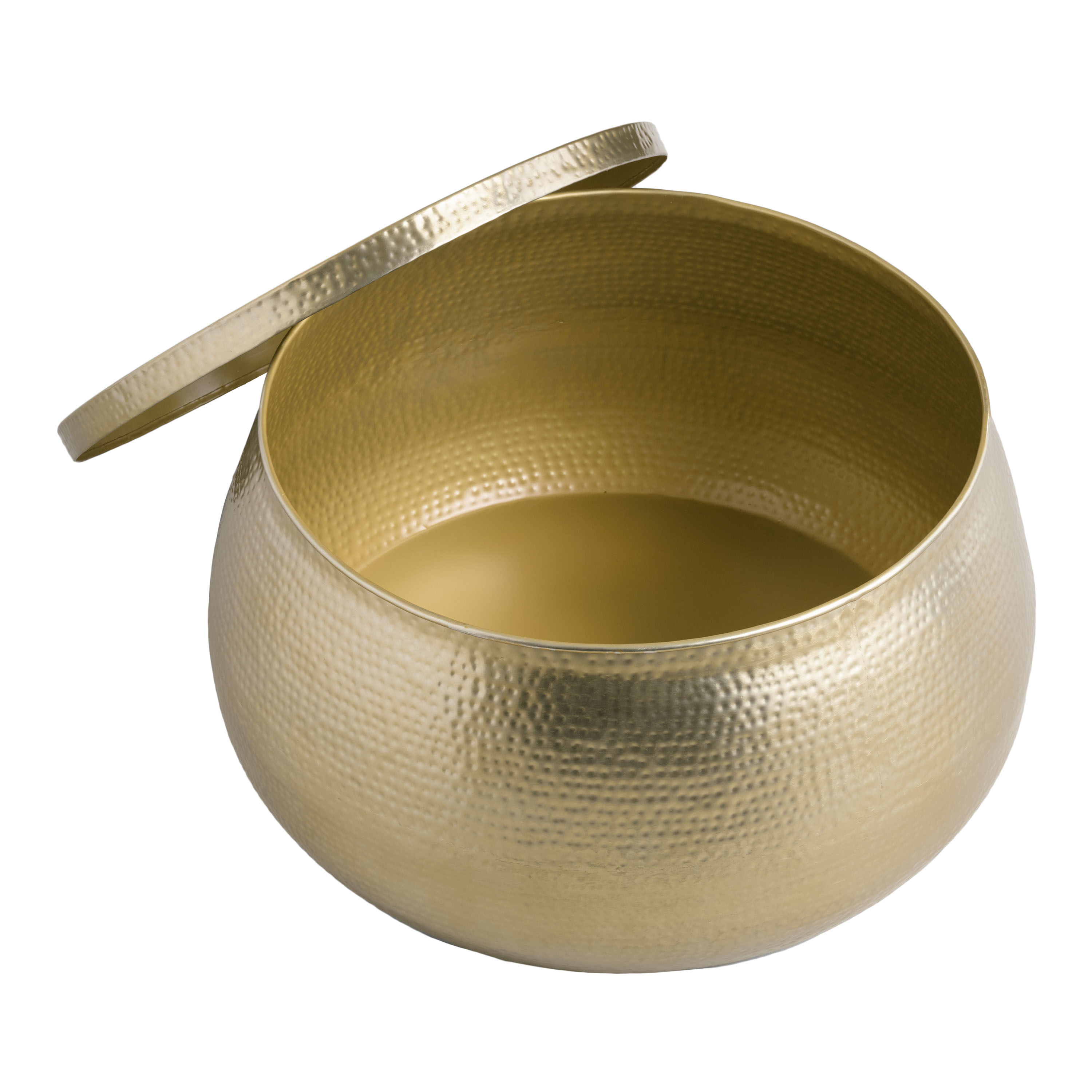 Cala Round Gold Hammered Metal Storage Coffee Table by World Market