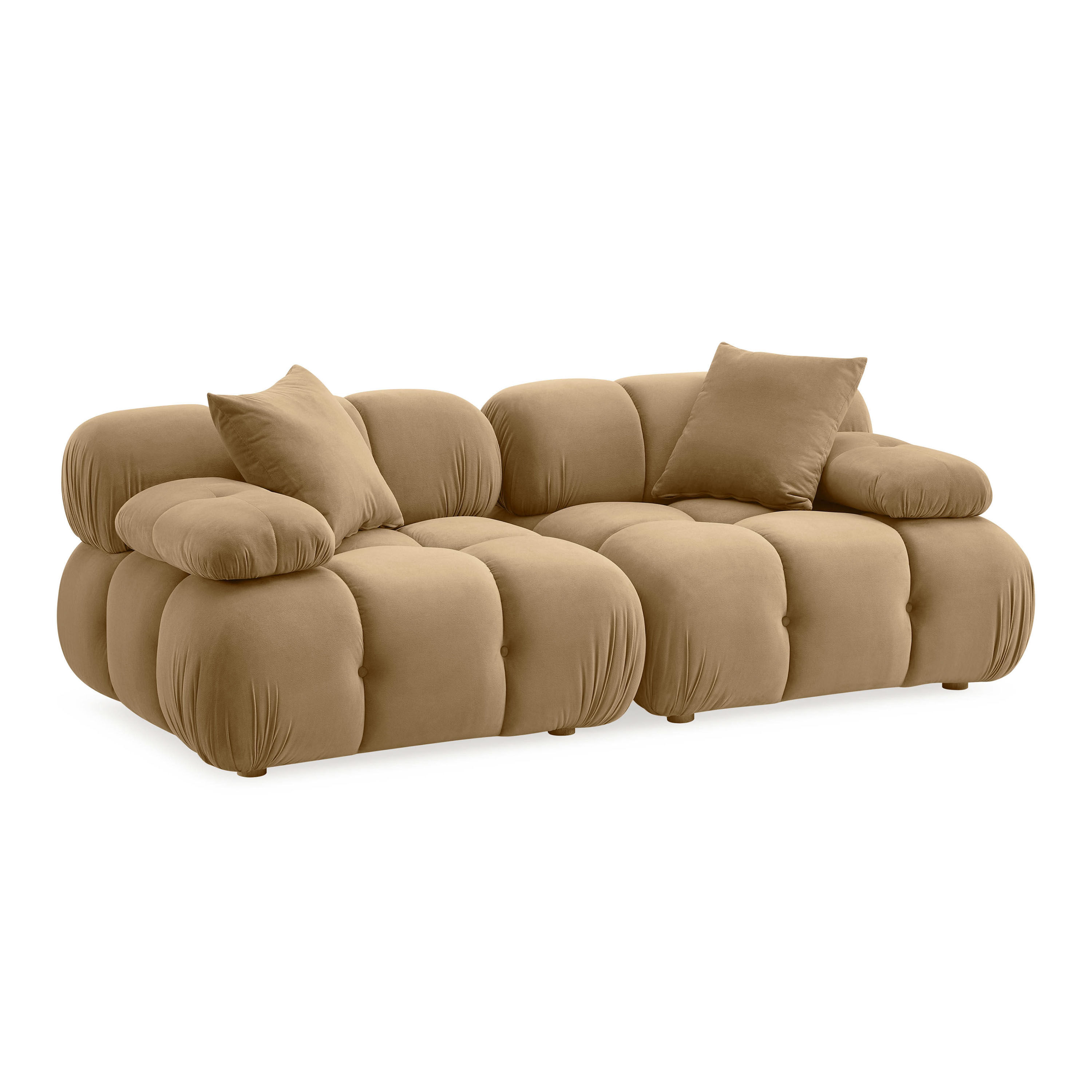 Calidad Cafe au Lait Velvet 2 Piece Modular Loveseat - World Calidad Cafe au Lait Velvet 2 Piece Modular Loveseat - World