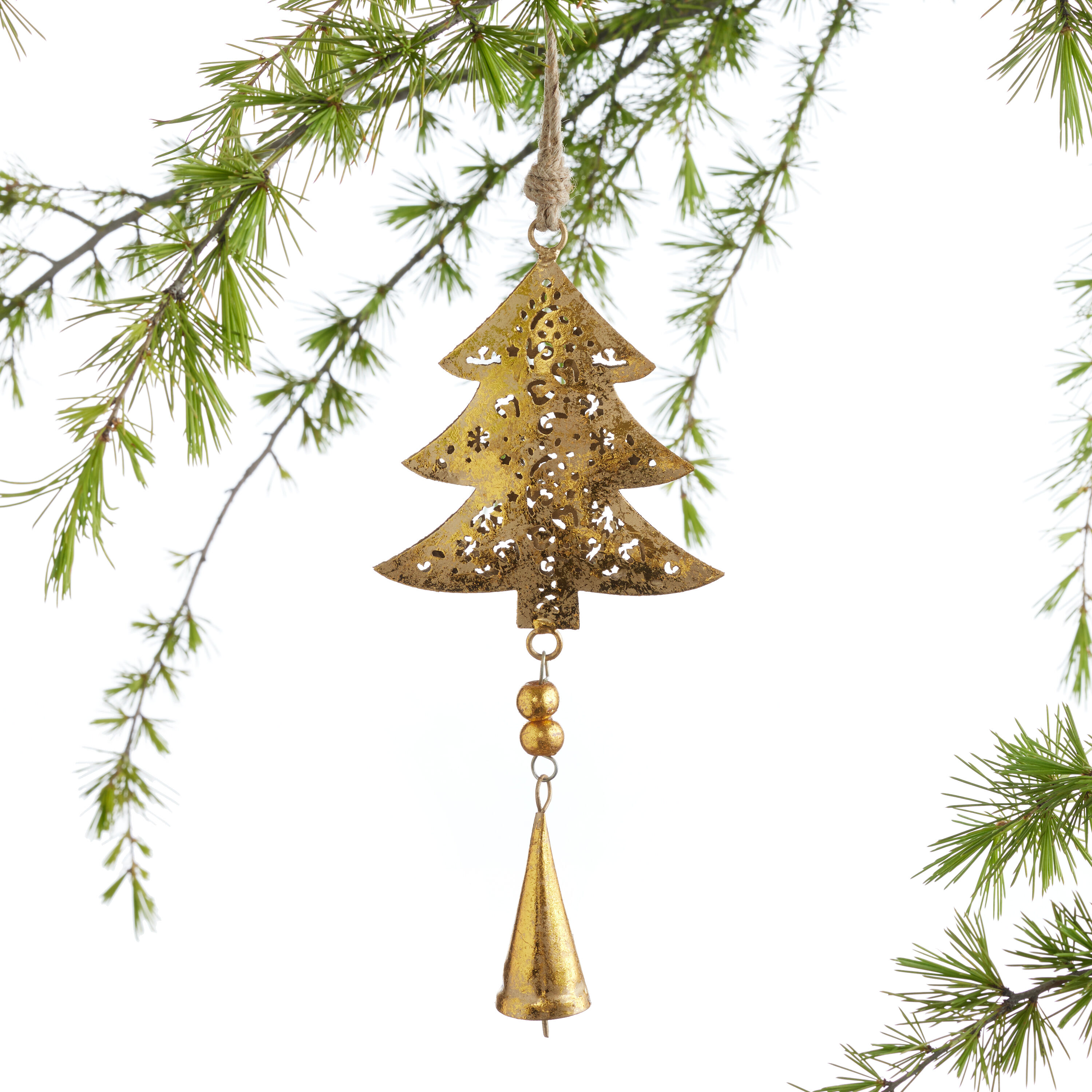 Gold Metal Tree With Bell Ornament - World Market