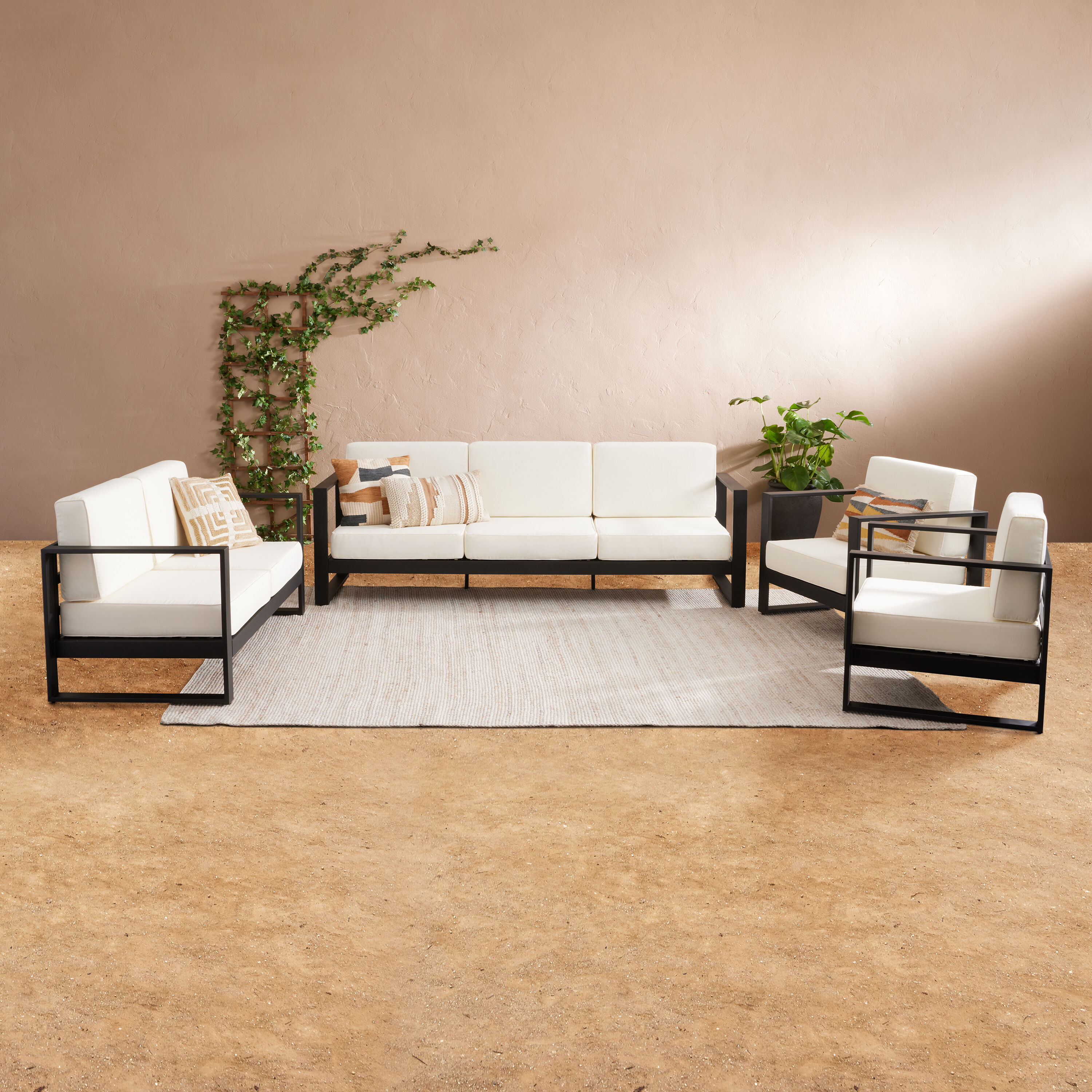 Black metal patio couch store