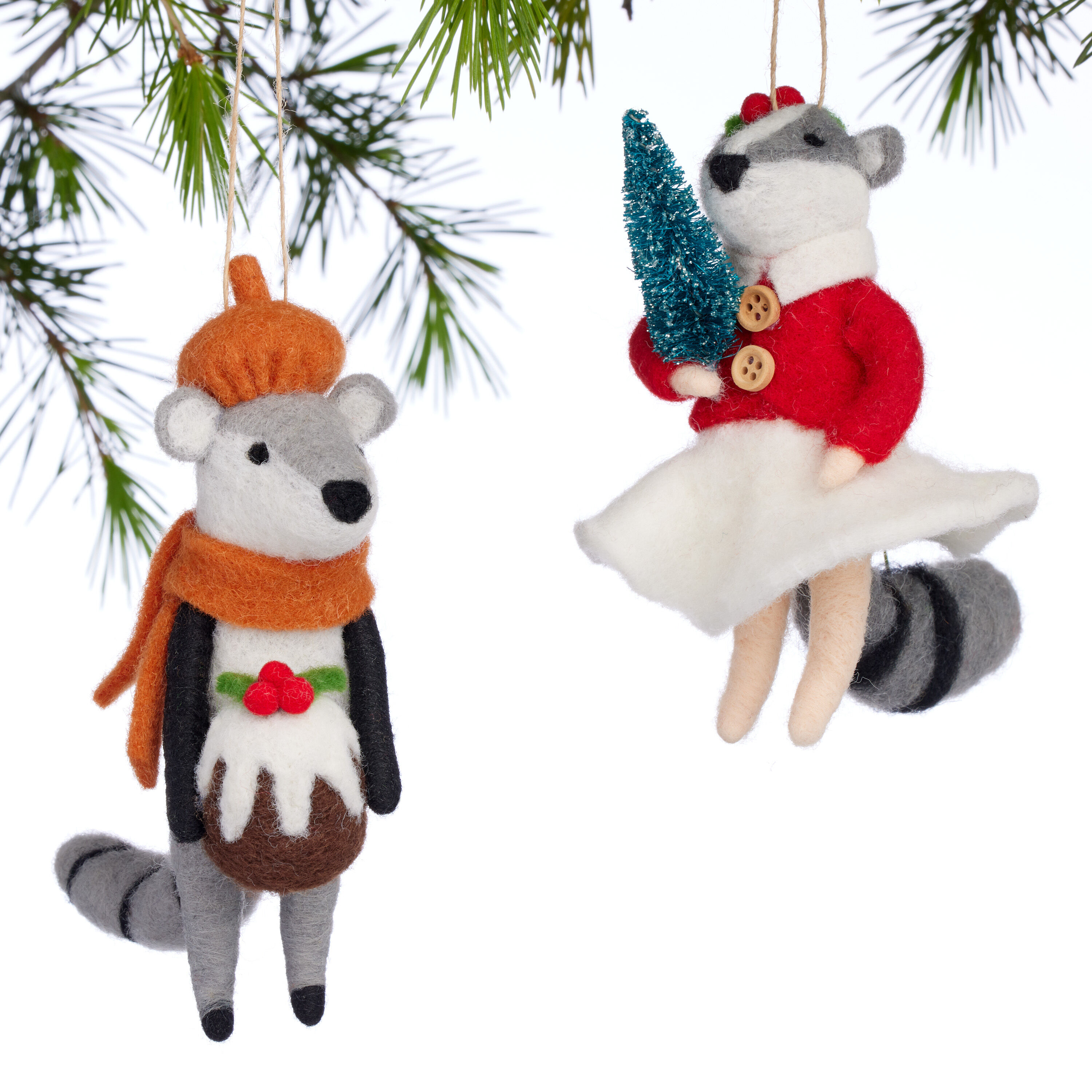 Wool Badger Ornaments Set Of 2 - World Market