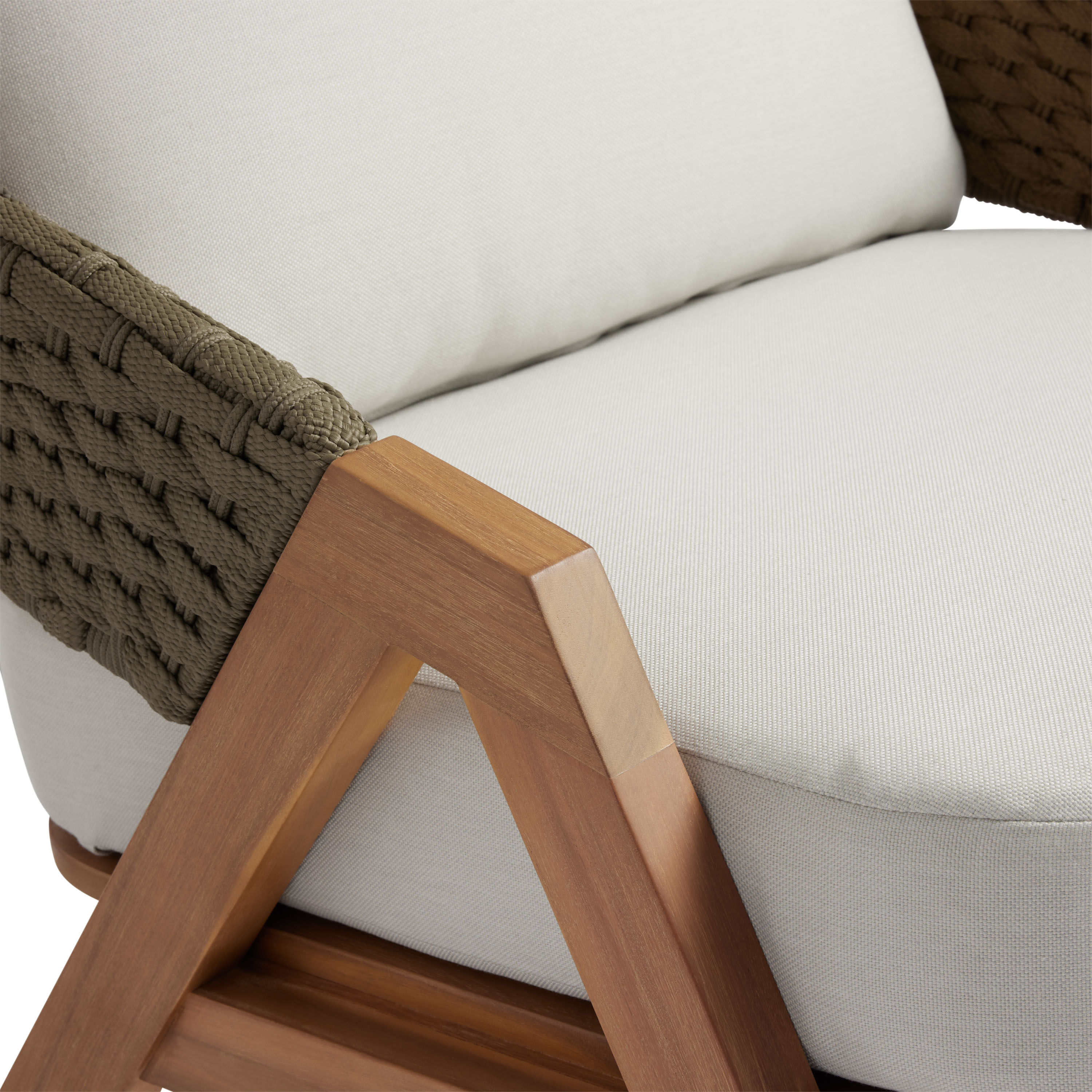 Orotina Olive Green Rope and Wood A Frame Outdoor Chair - World Market