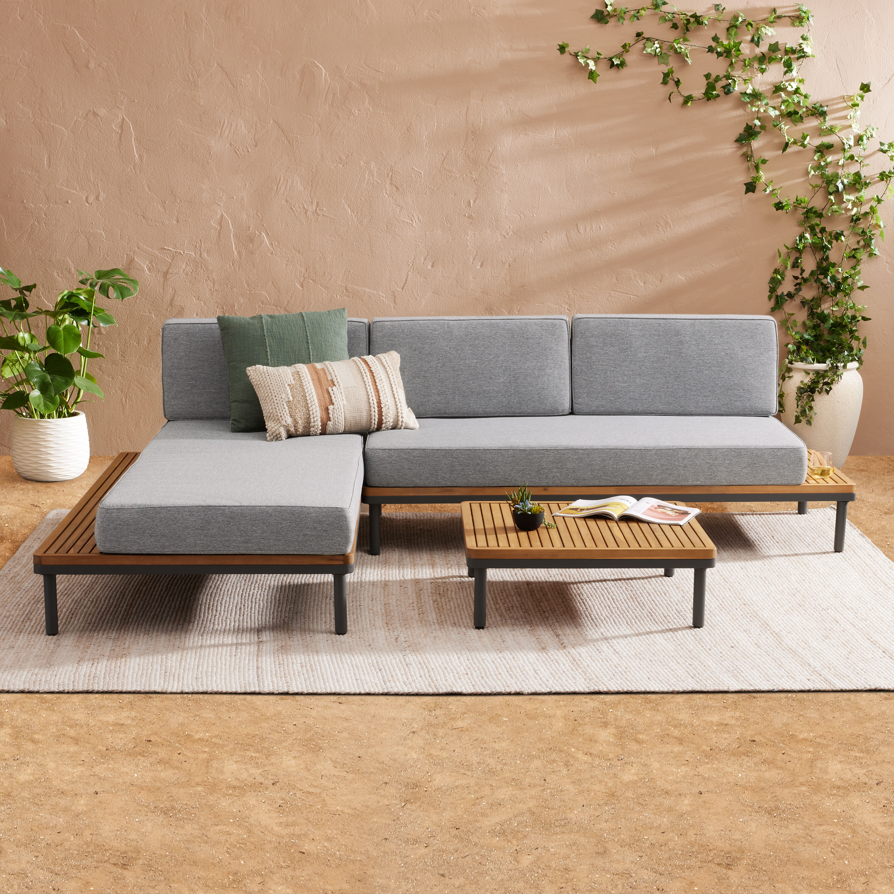 Andorra 3 Piece Reversible Modular Outdoor Patio Sectional Set by World Market