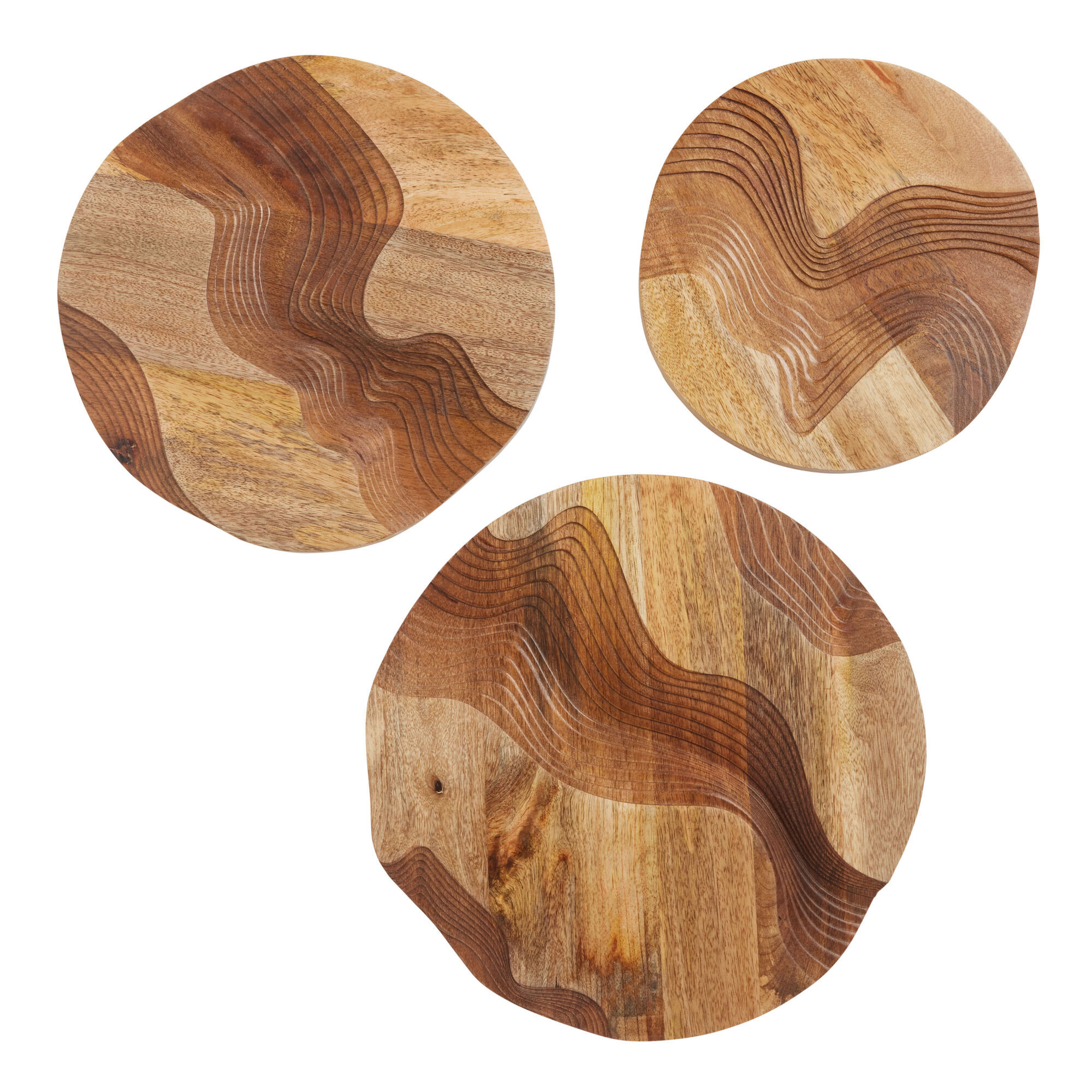 Mango Wood Engraved Disc Wall Decor 3 Piece - World Market