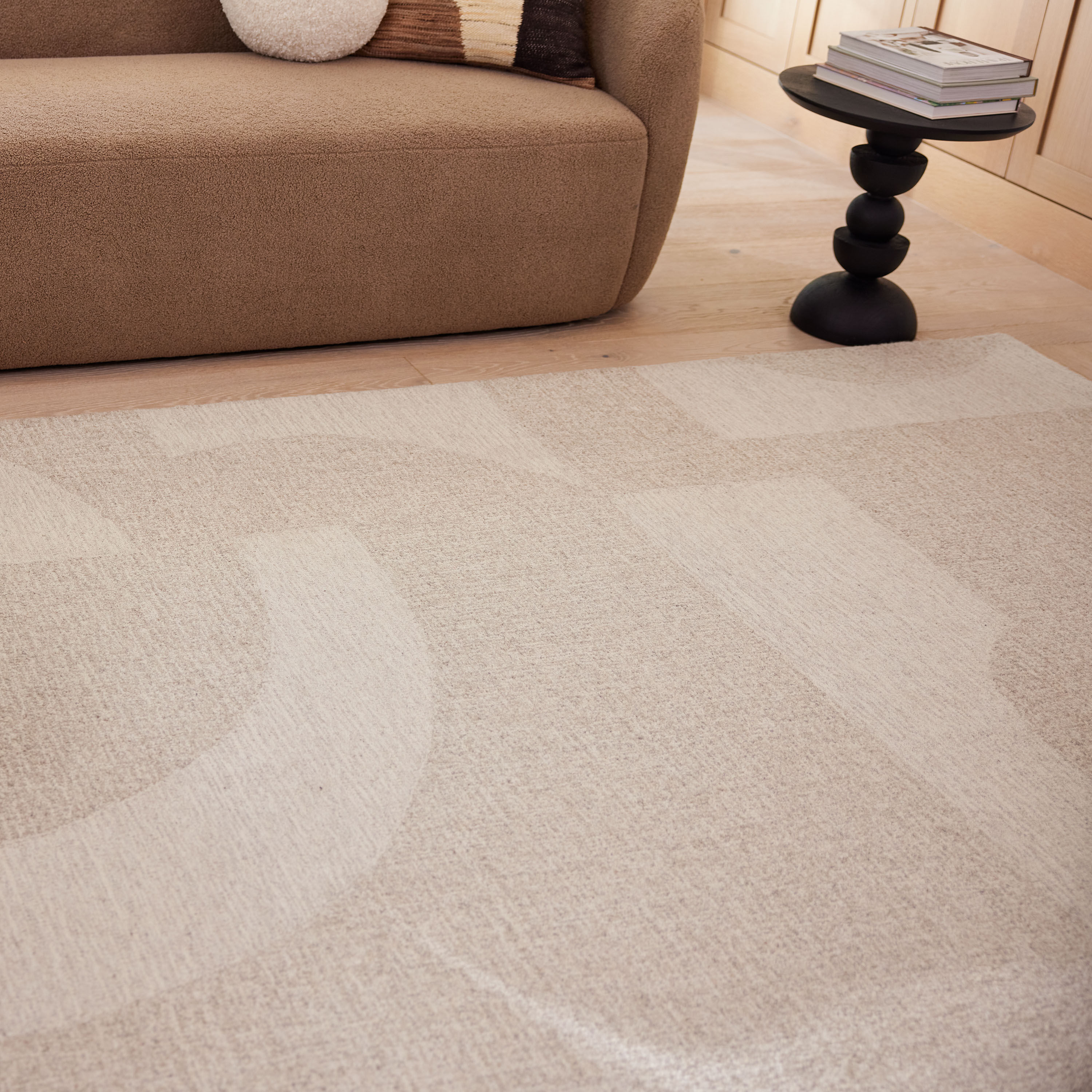 Bianca Warm Neutral Abstract Geo Tufted Wool Area Rug - World Market