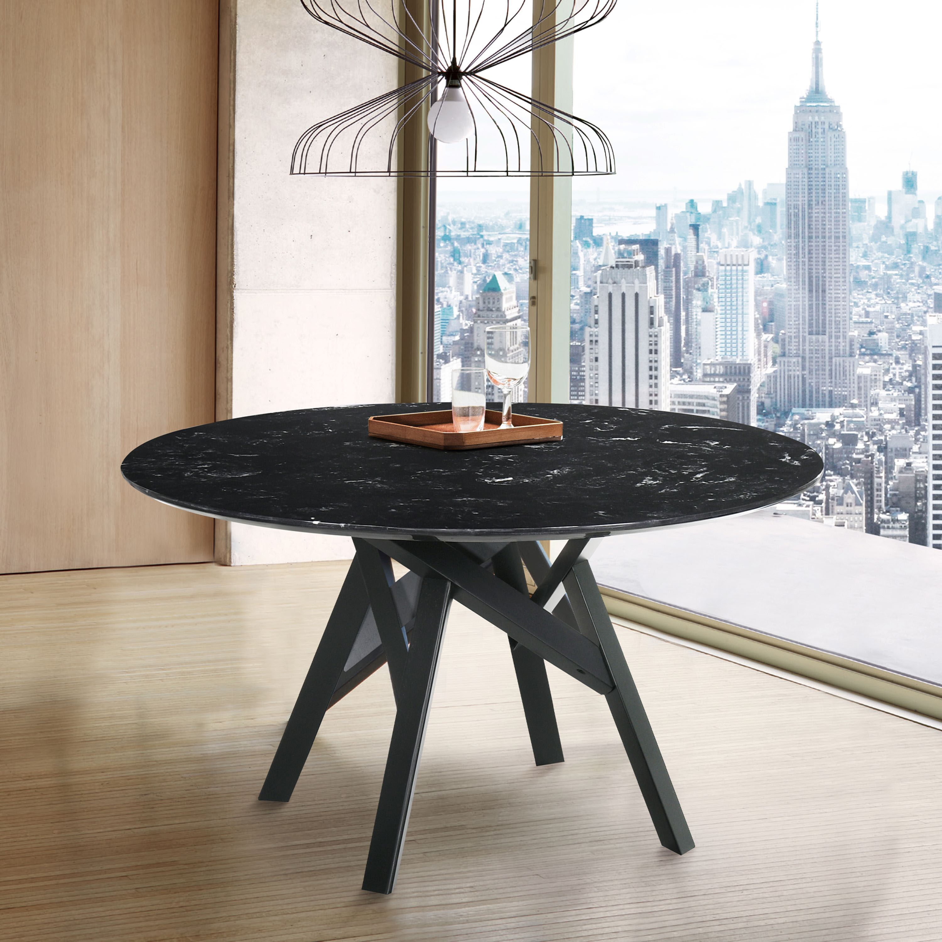 Black faux marble dining table store