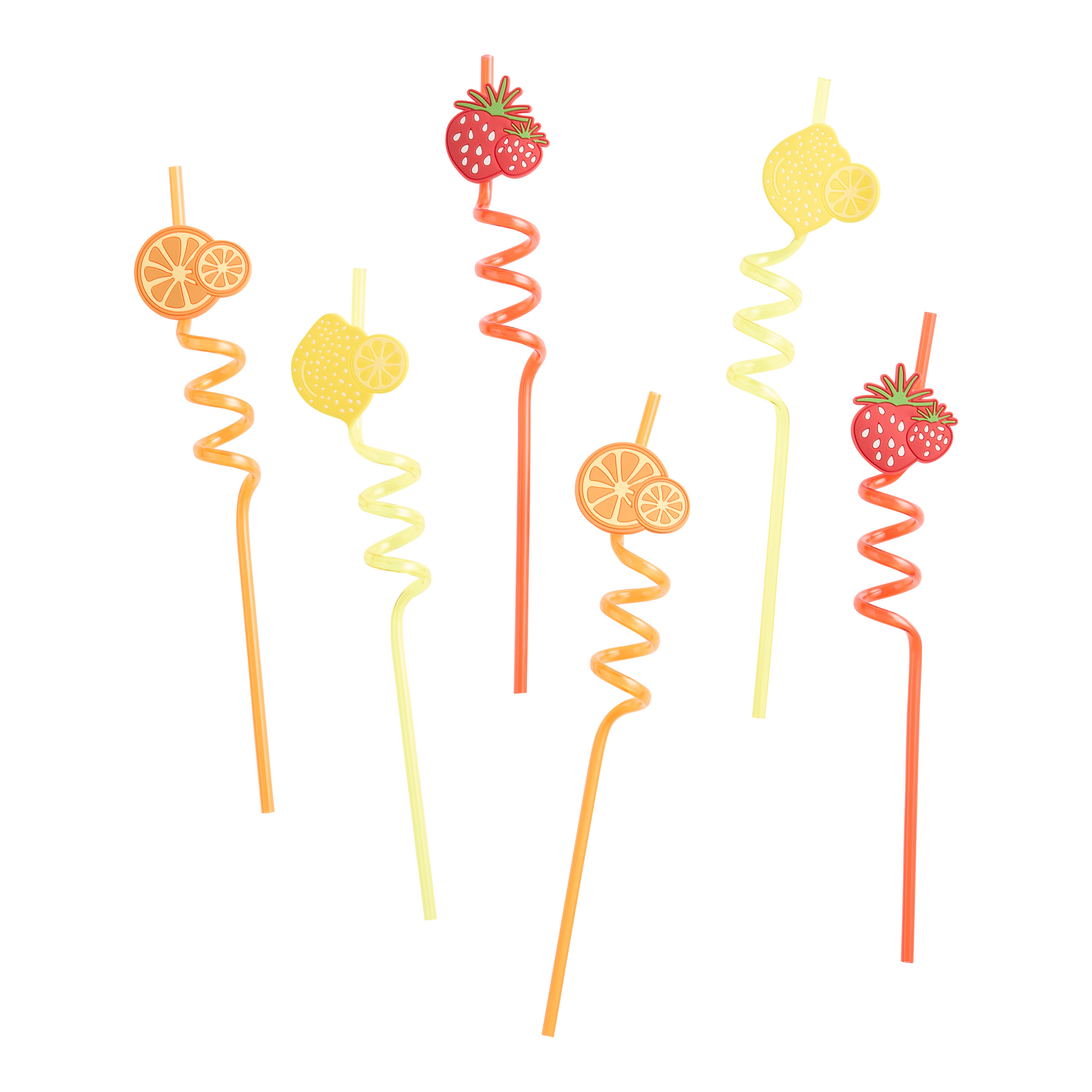 Fruit Icon Reusable Curly Straws 6 Pack - World Market