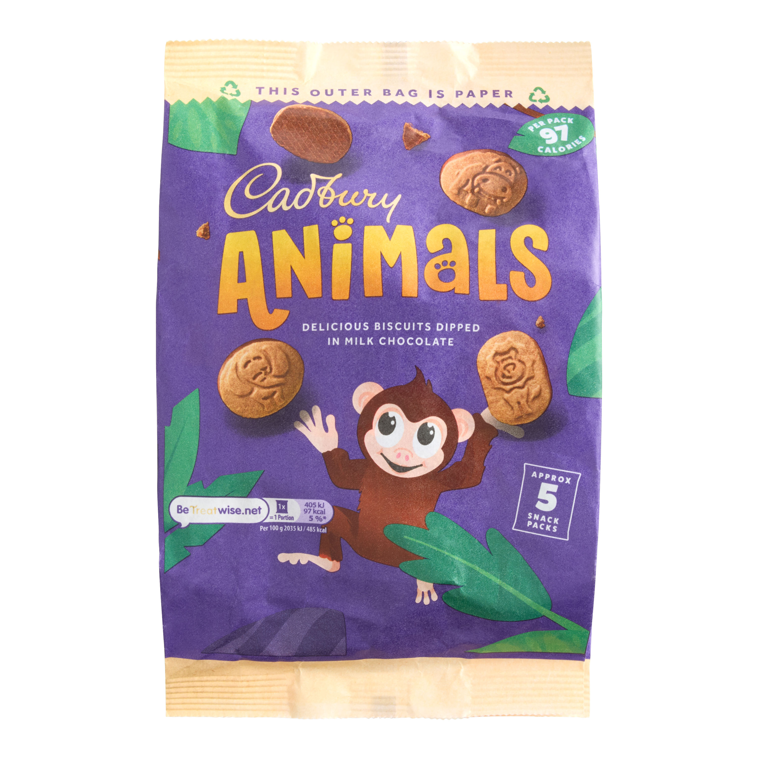 Cadbury Animals Mini Milk Chocolate Dipped Cookies 5 Pack - World Market