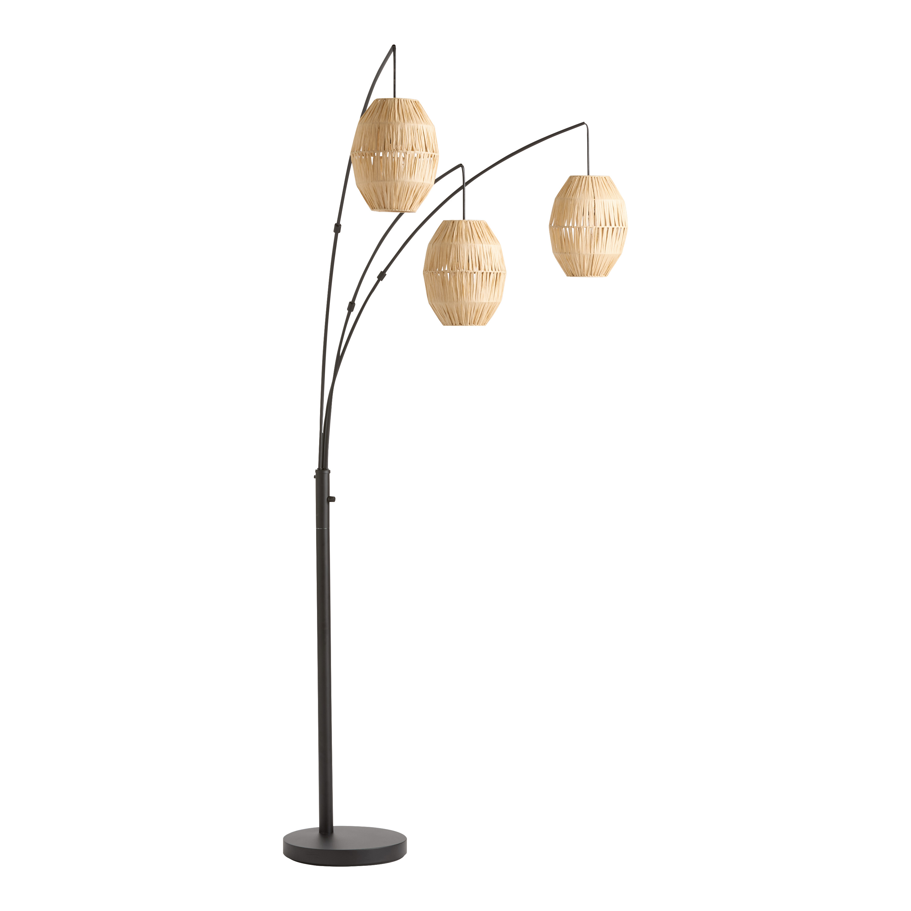 Raffia Globe and Metal 3 Light Adjustable Arc Floor Lamp - World Market