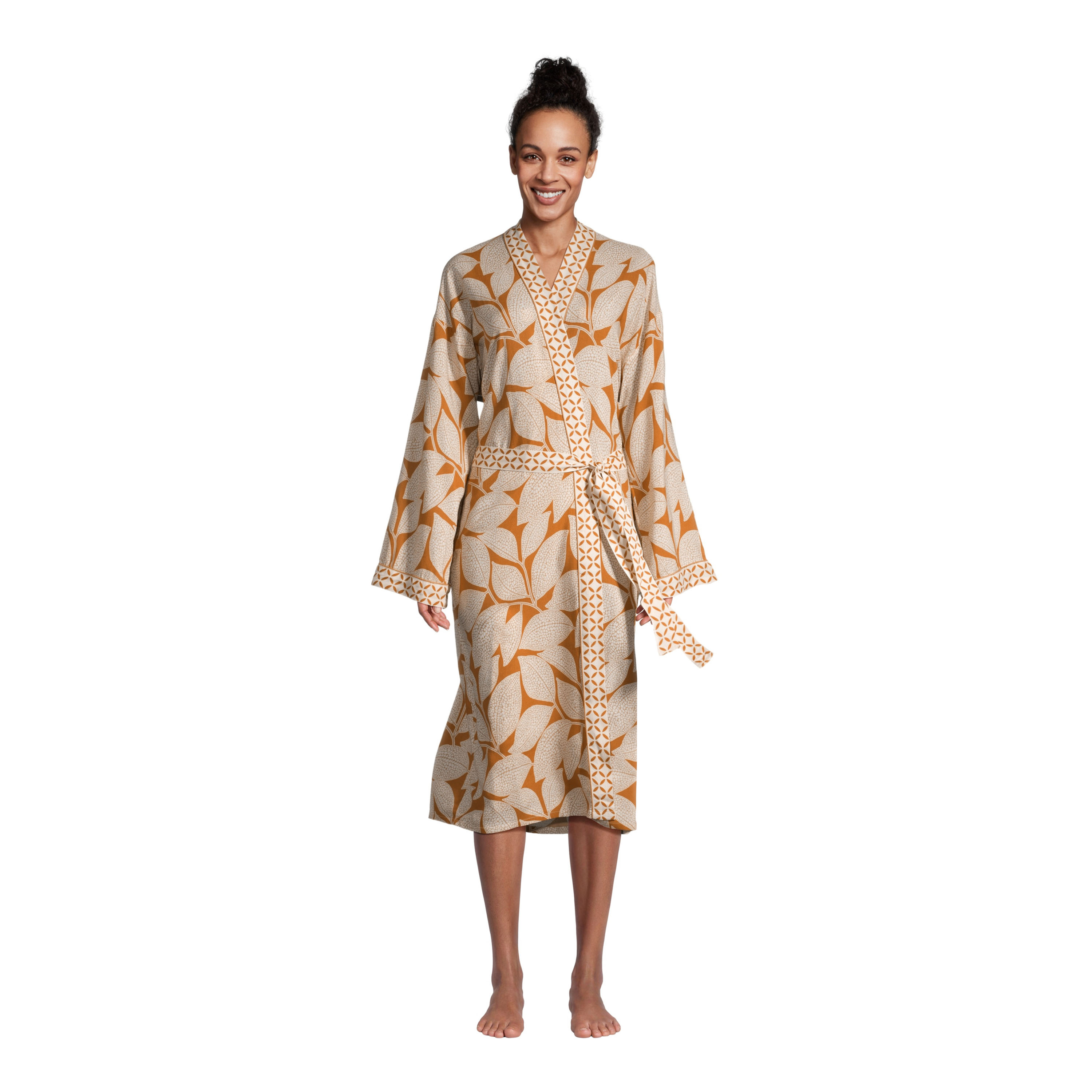 Arima Mustard and Ivory Leaf Robe - World Market