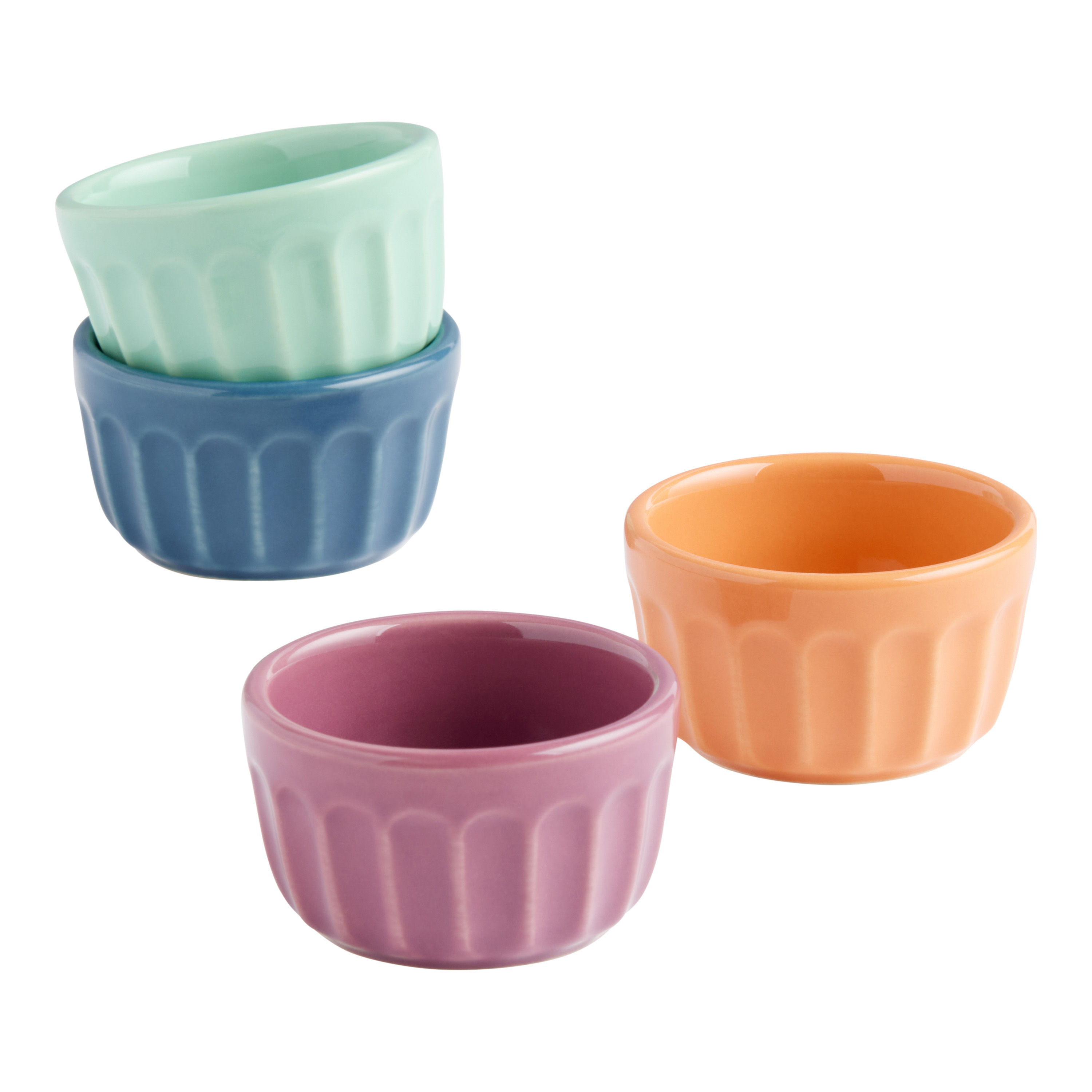 Small Round Colored Ceramic Ramekins Set of 4 - World Market
