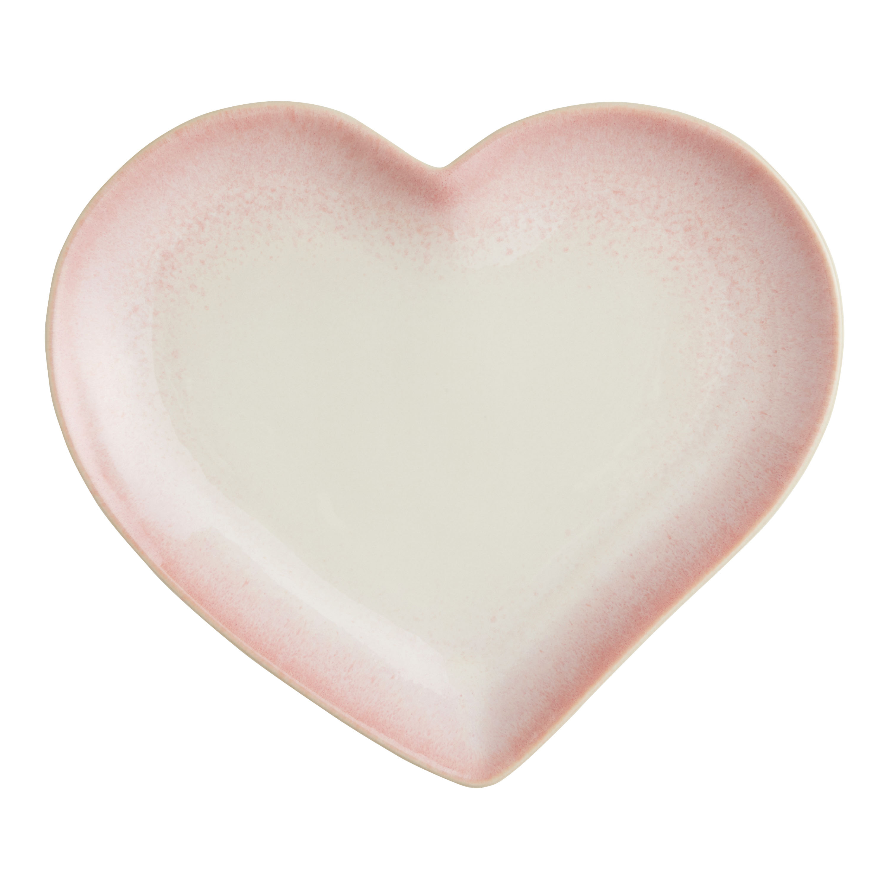 Pink And Ivory Reactive Glaze Heart Shaped Salad Plate - World Market