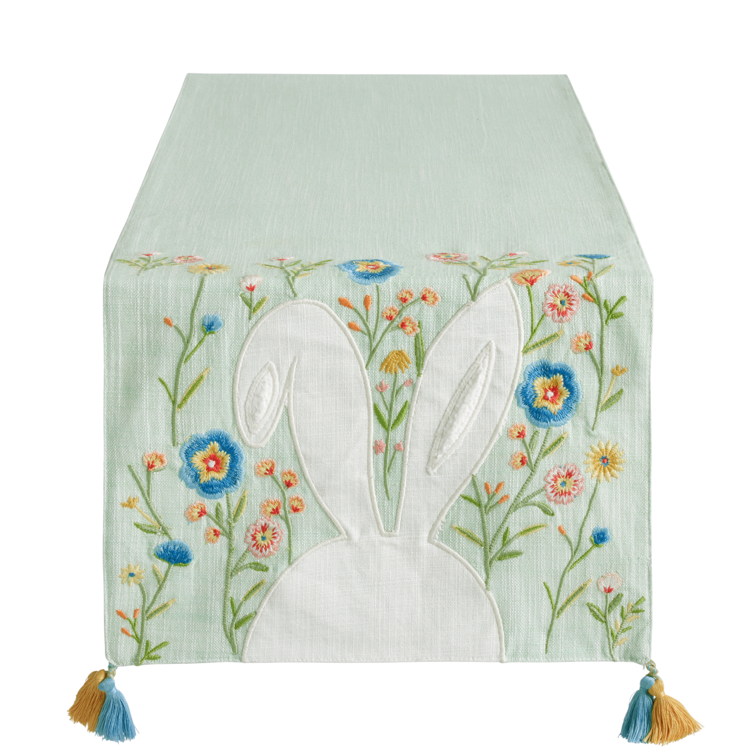 Pastel Blue Bunny Embroidered Table Runner - World Market
