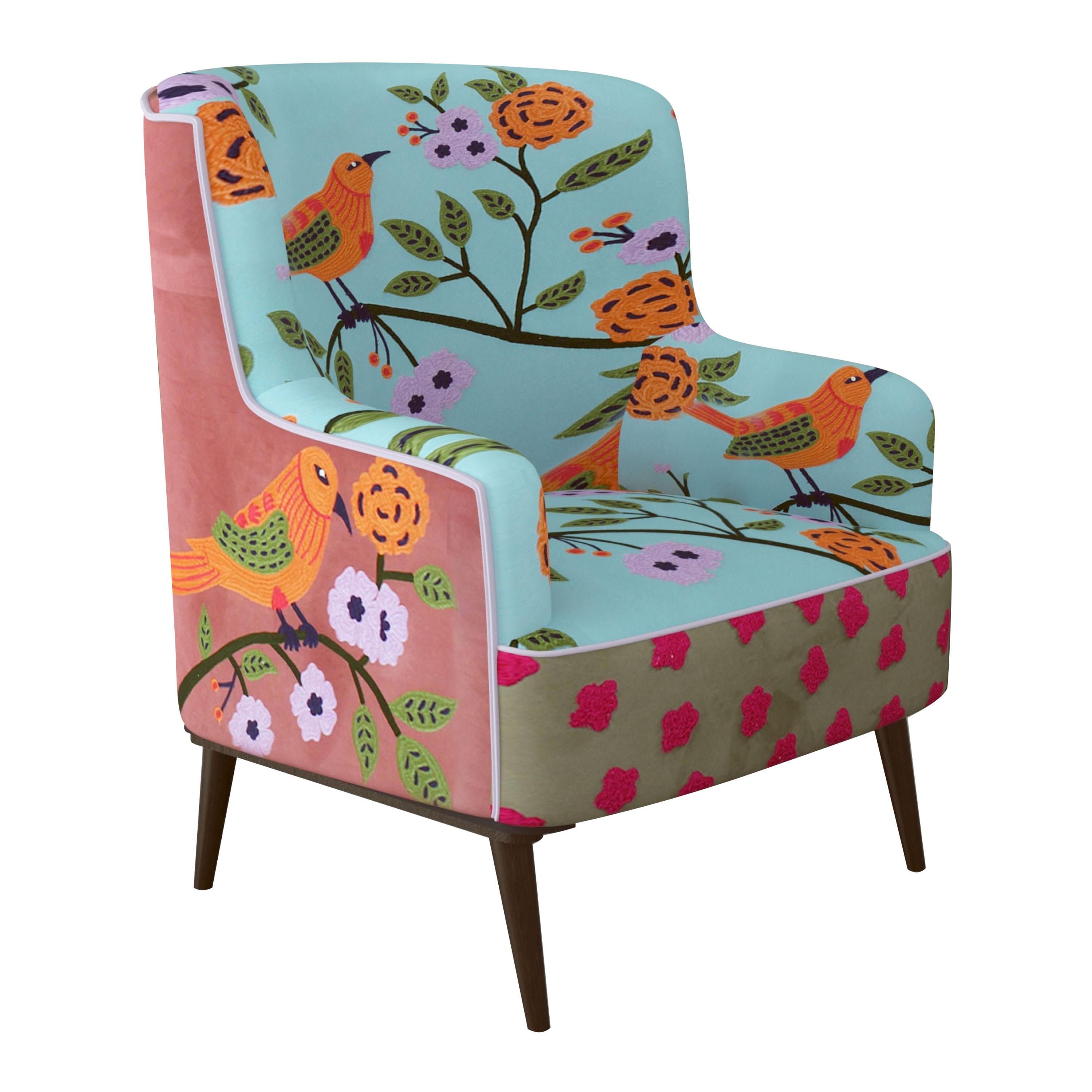 Florence Multicolor Floral Embroidered Upholstered Chair - World Market