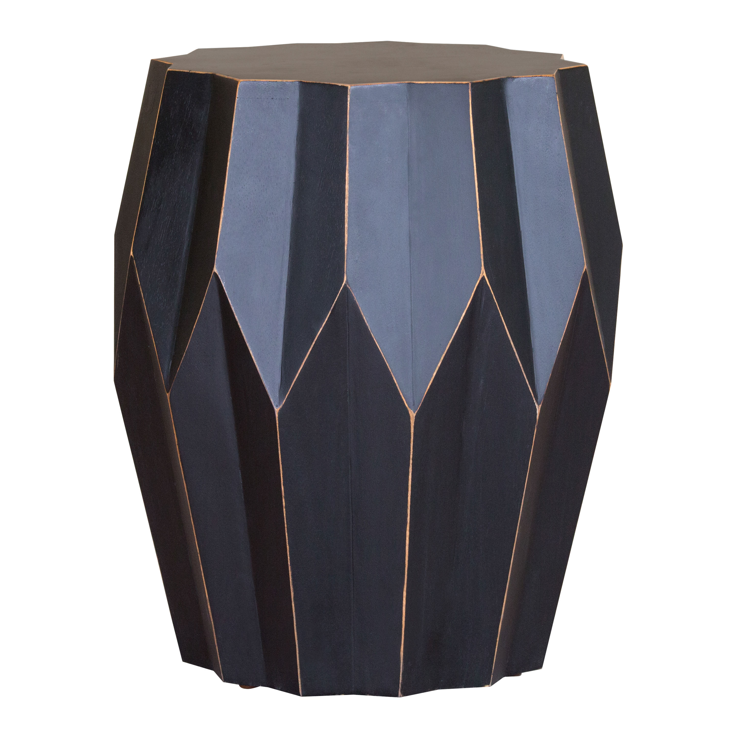 Tallis Round Mango Wood Faceted Geo End Table - World Market