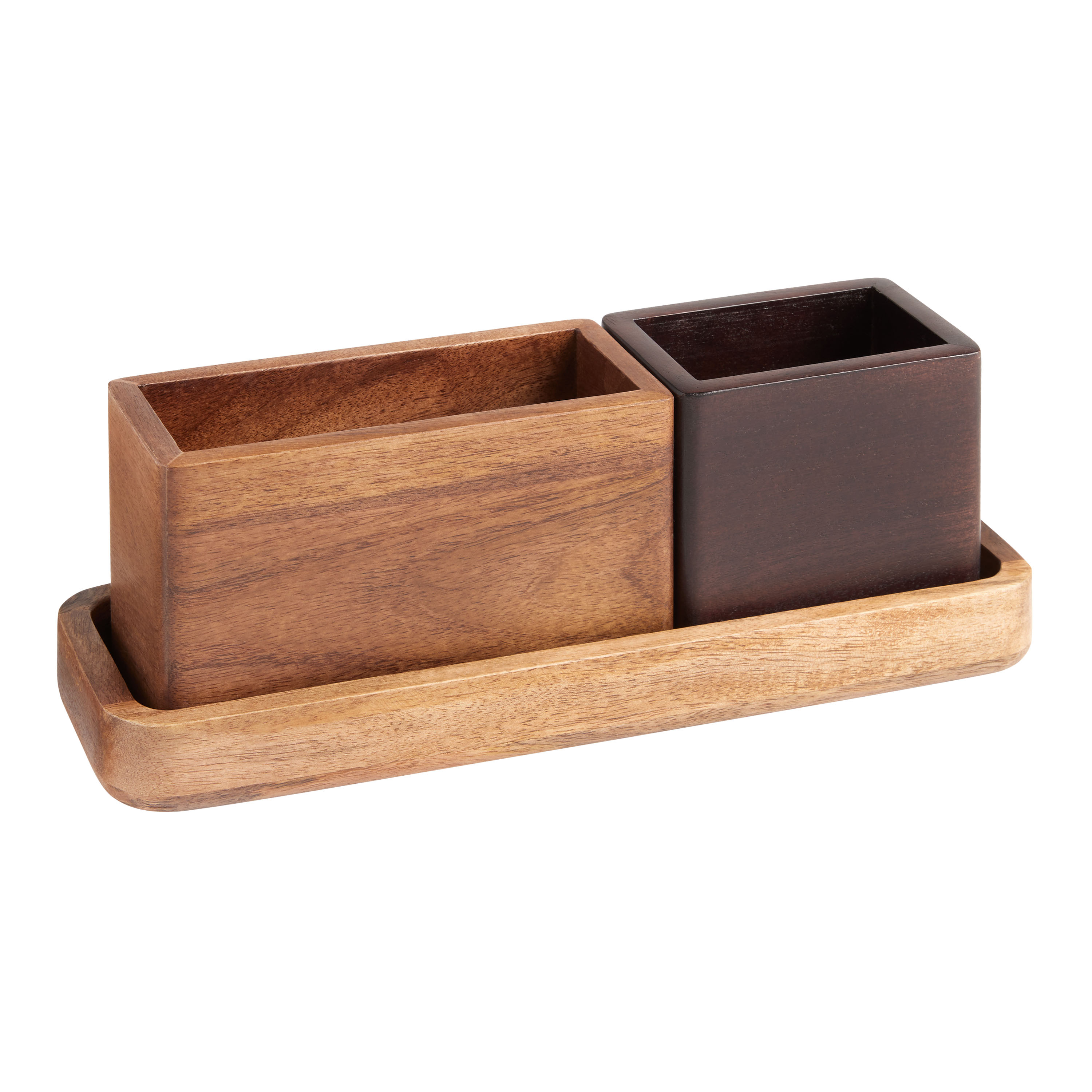 Vera Wood Desktop Nesting Containers 3 Piece Set - World Market