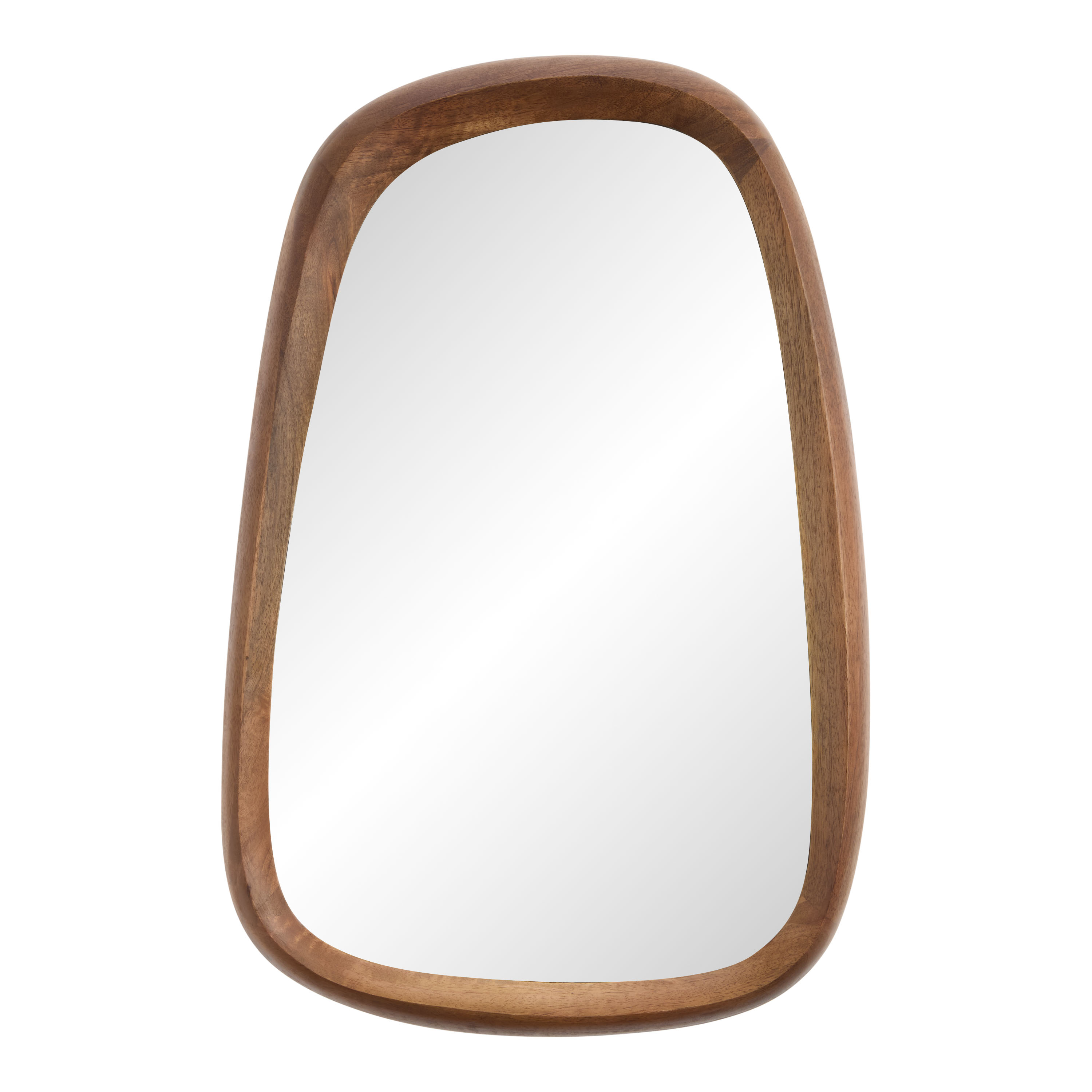 Small Walnut Brown Wood Organic Pebble Wall Mirror - World Market