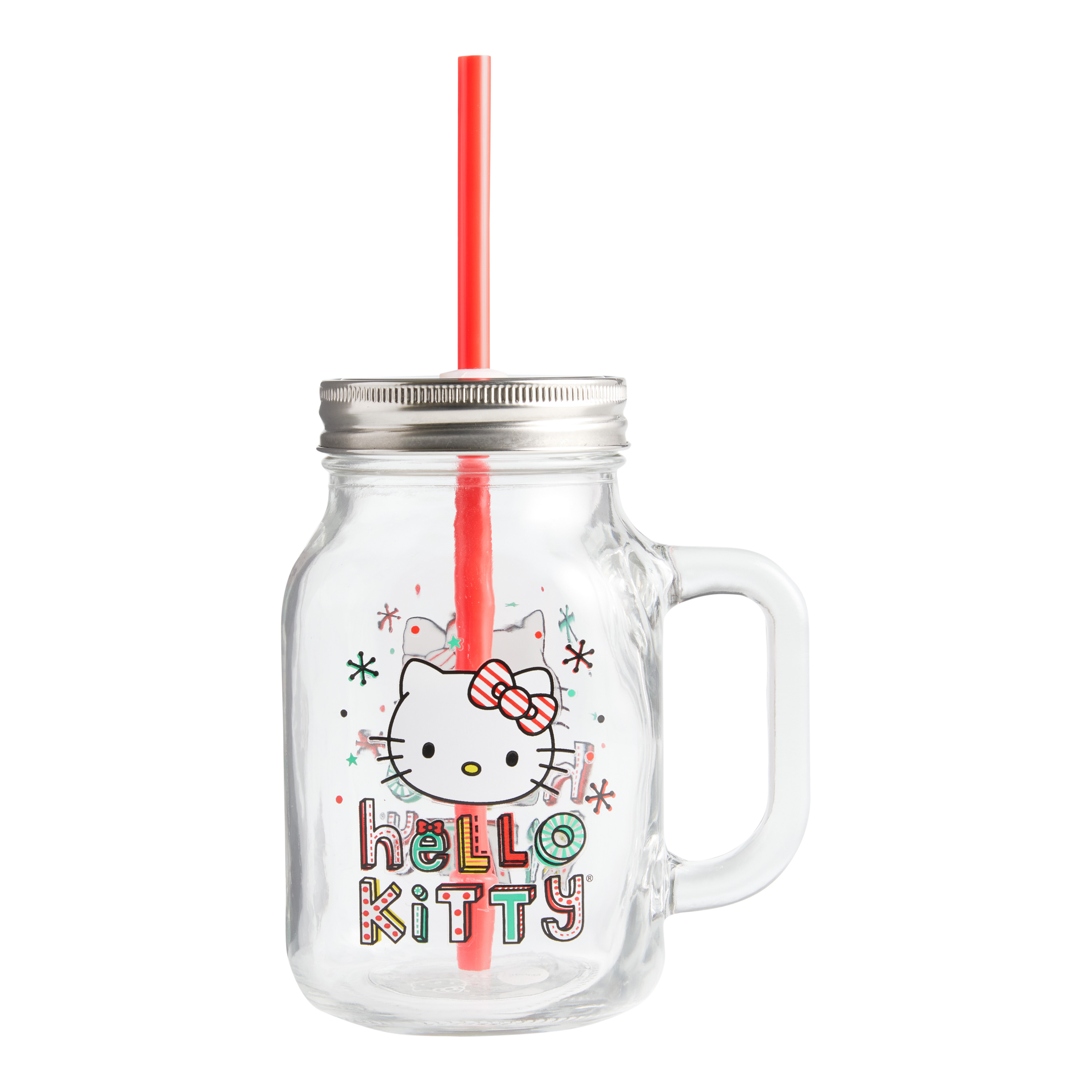 Hello Kitty Glass Holiday To Go Tumbler with Straw - World Market