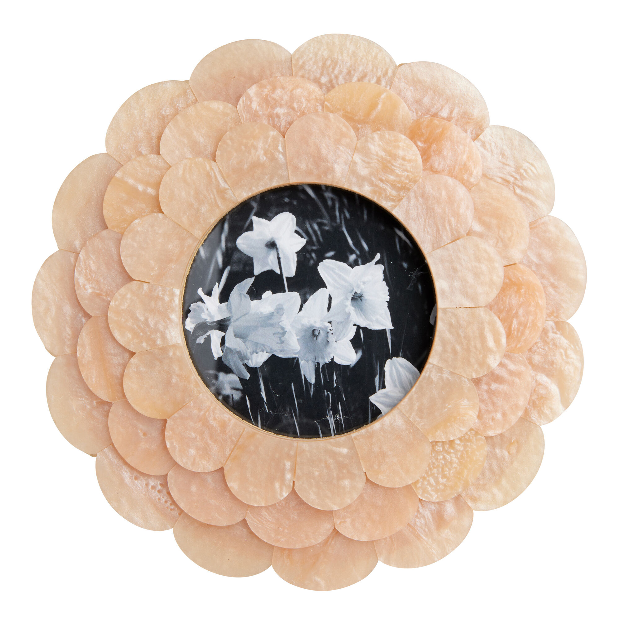 Round Peach Layered Scallop Floral Picture Frame - World Market