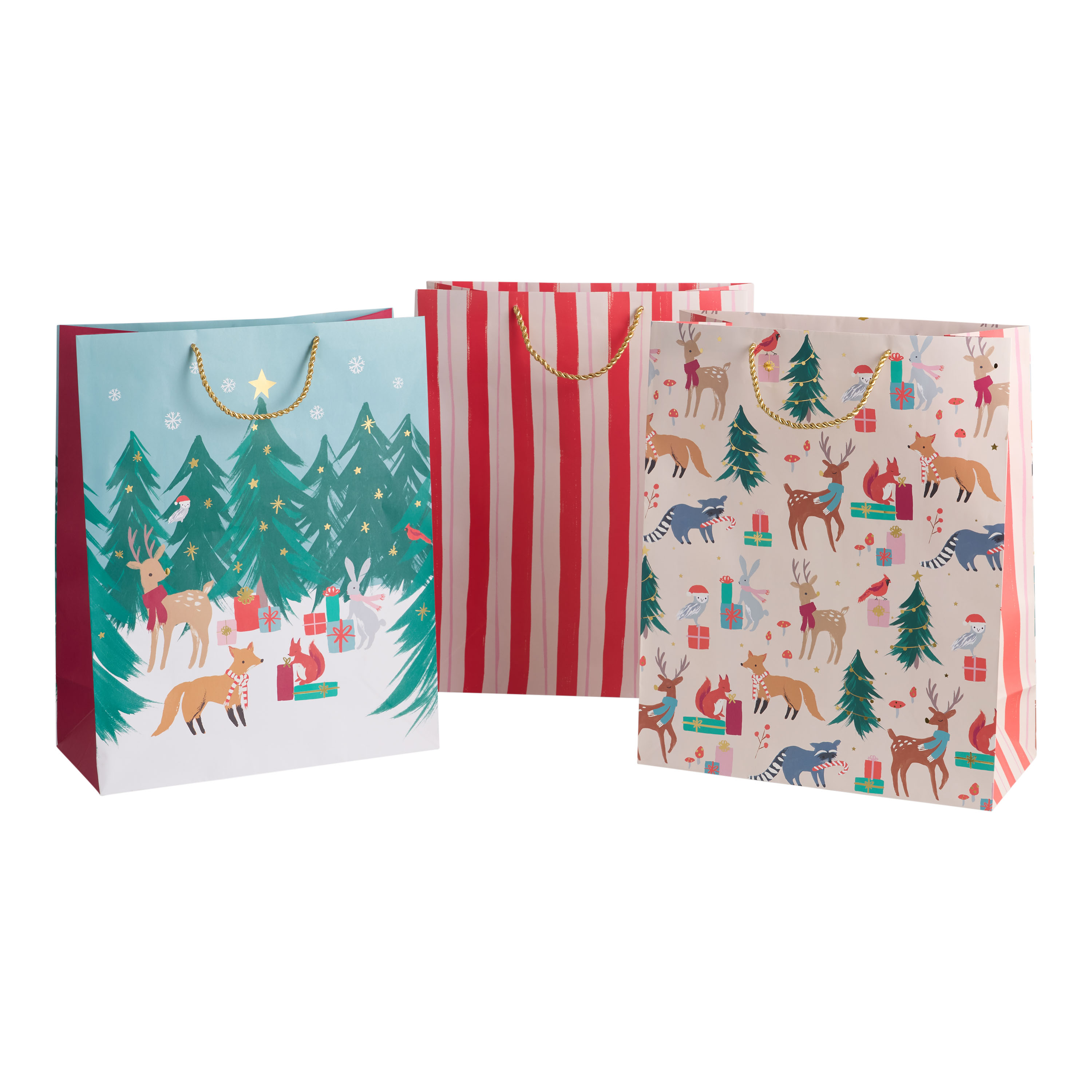Jumbo Woodland Animals Holiday Gift Bags 3 Pack - World Market