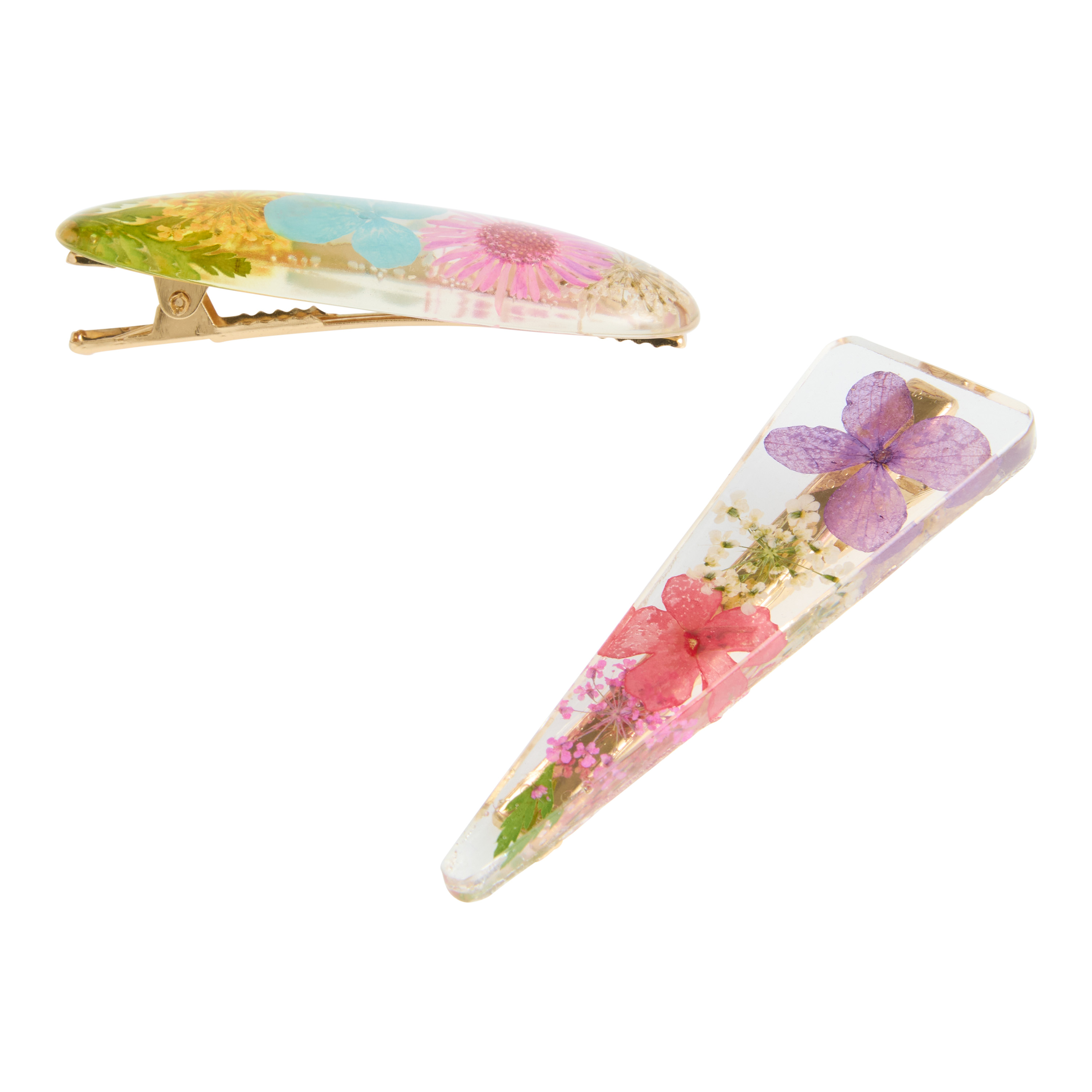 Multicolor Dried Flower Acrylic Hair Clips 2 Pack - World Market