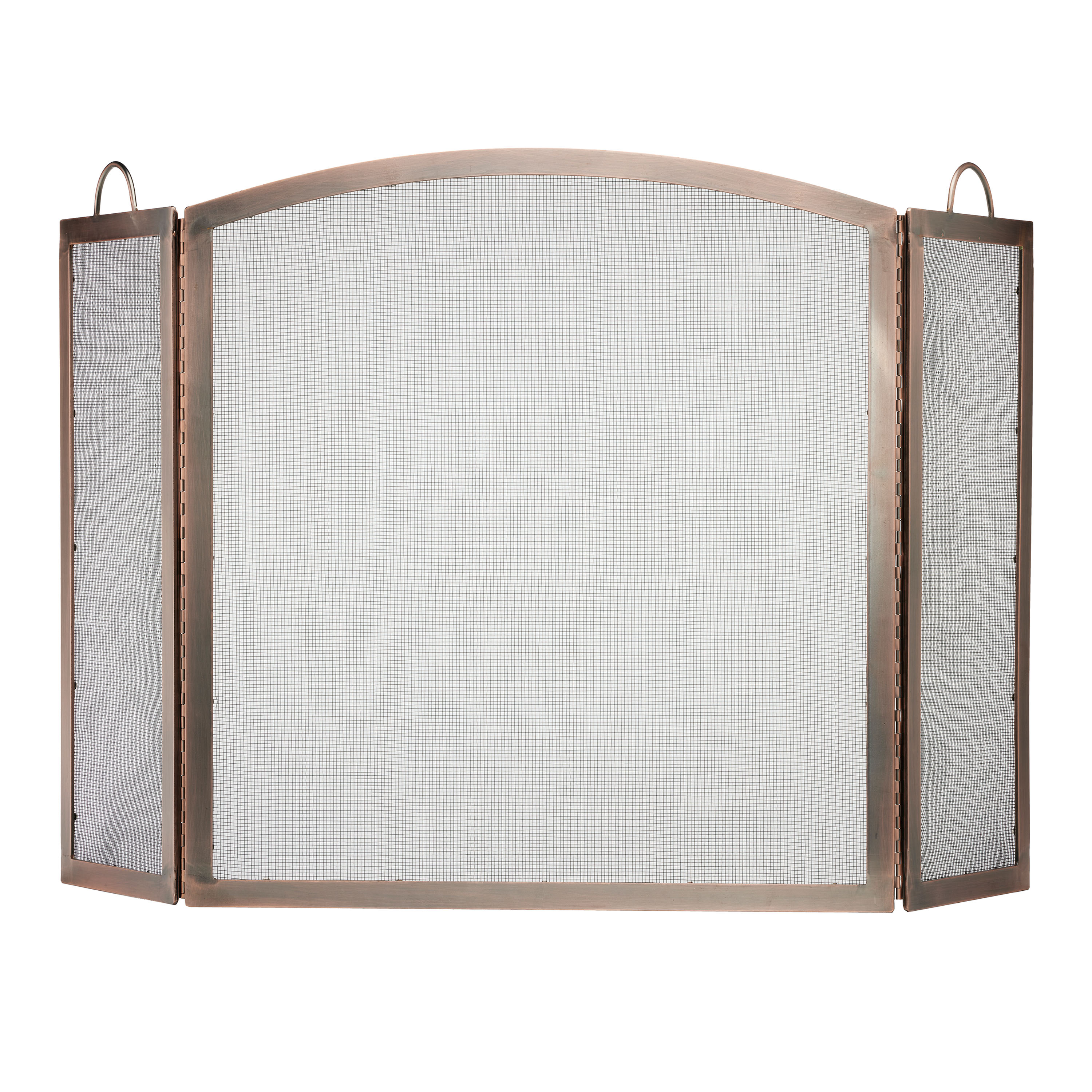 Antique Copper Mesh Arched 3 Panel Folding Fireplace Screen - World Market