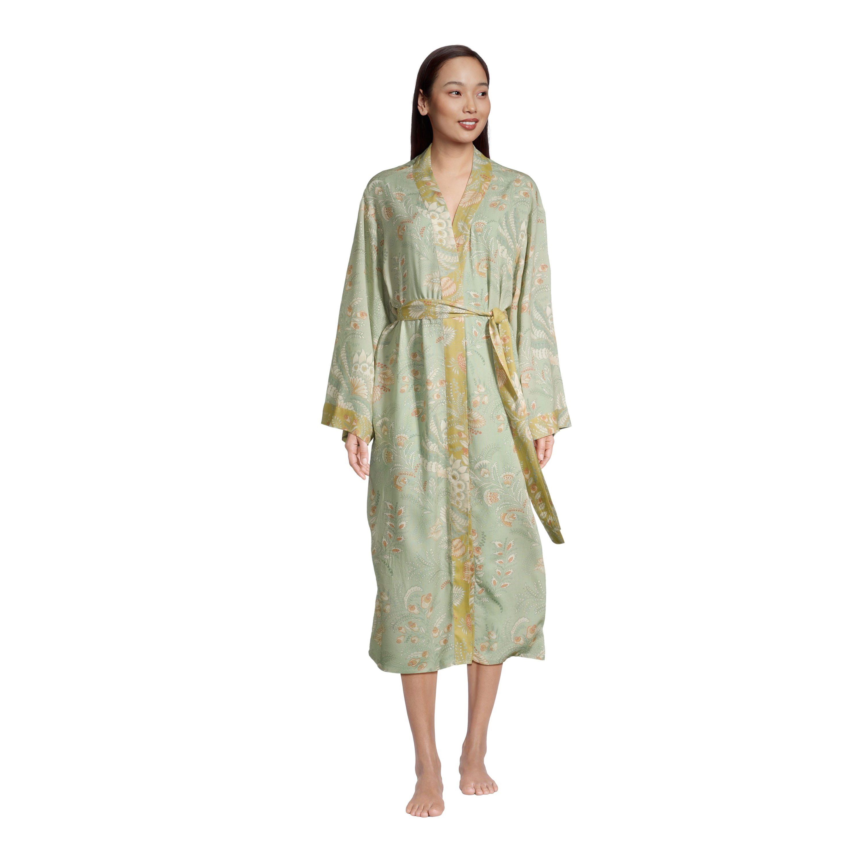 Victoria Pastel Green Floral Robe - World Market