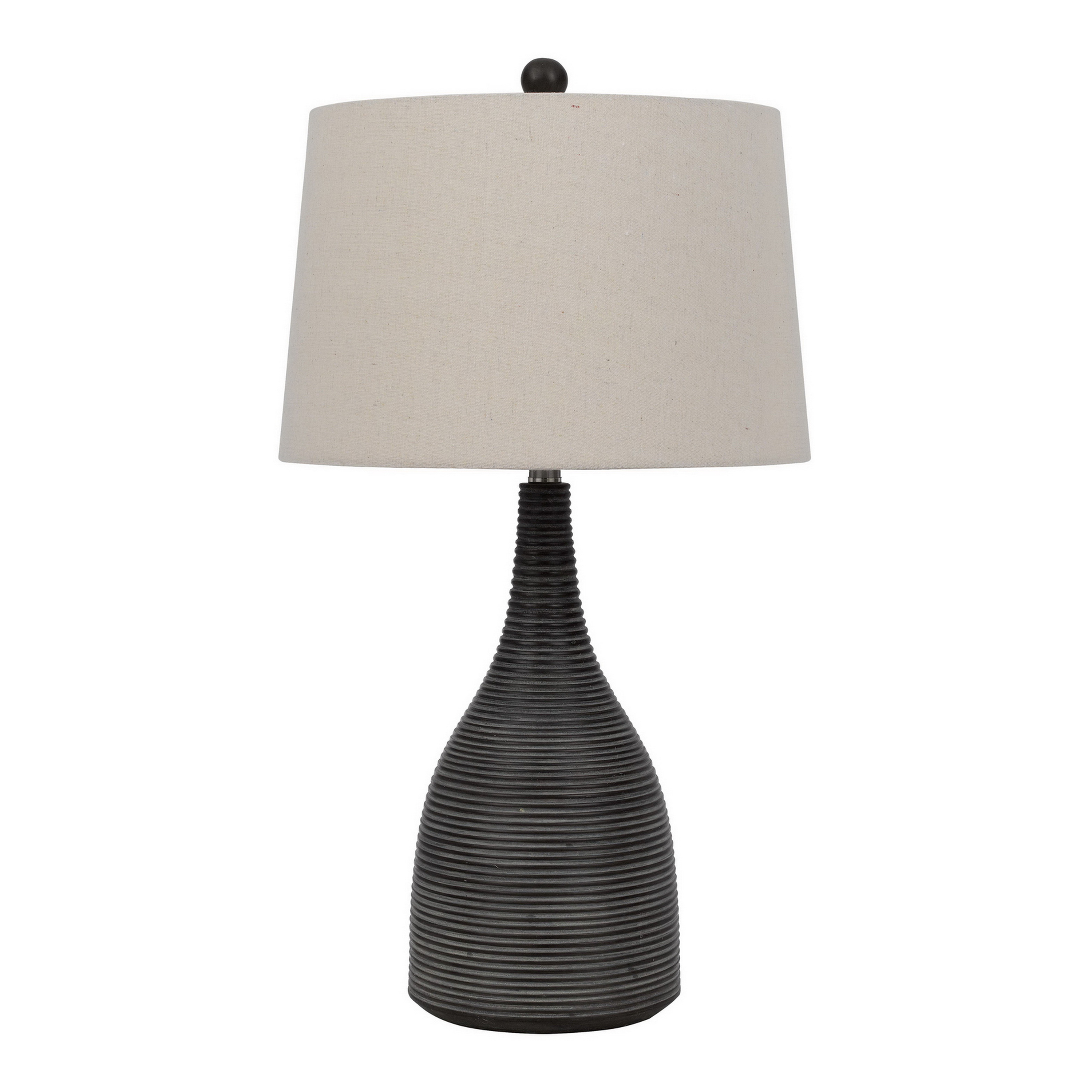 Brydges Weathered Charcoal Ribbed Ceramic Table Lamp - World Market
