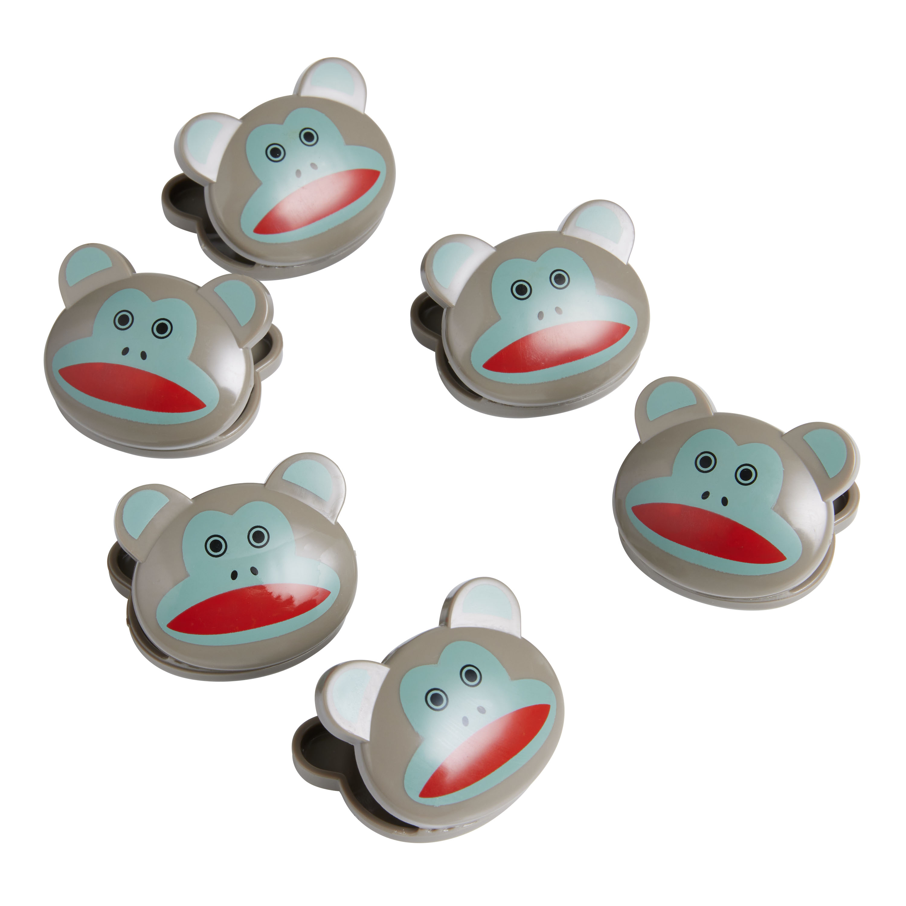 Kikkerland Sock Monkey Bag Clips 6 Pack - World Market