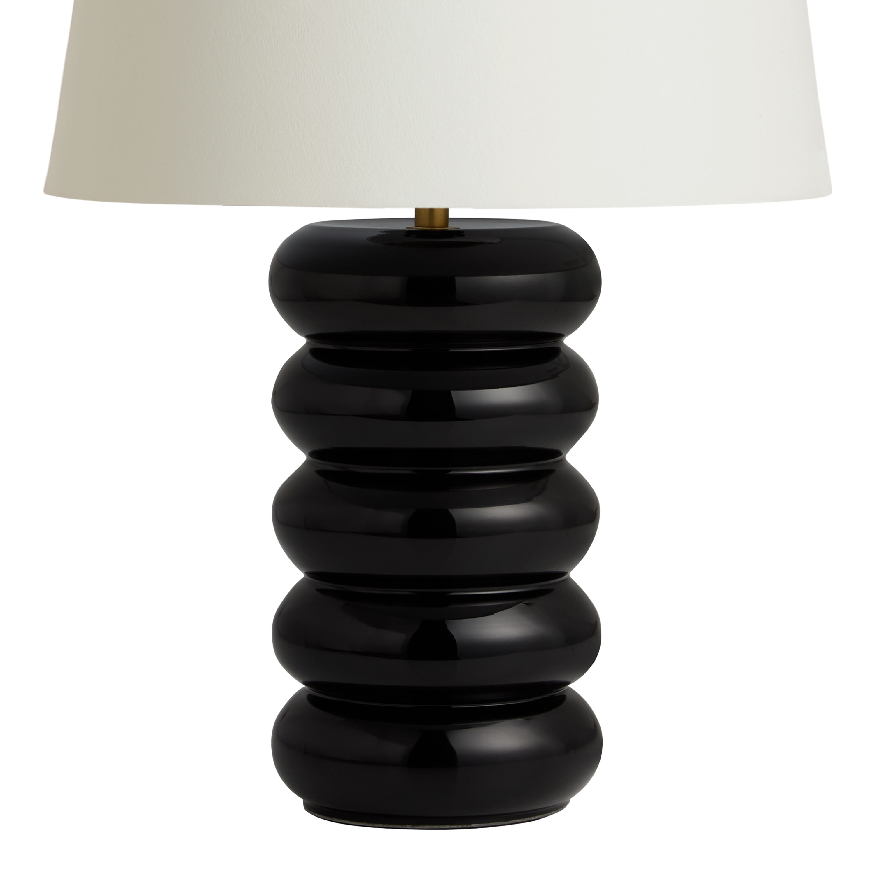 Round Black Blown Glass Wavy Stacked Column Table Lamp Base - World Market