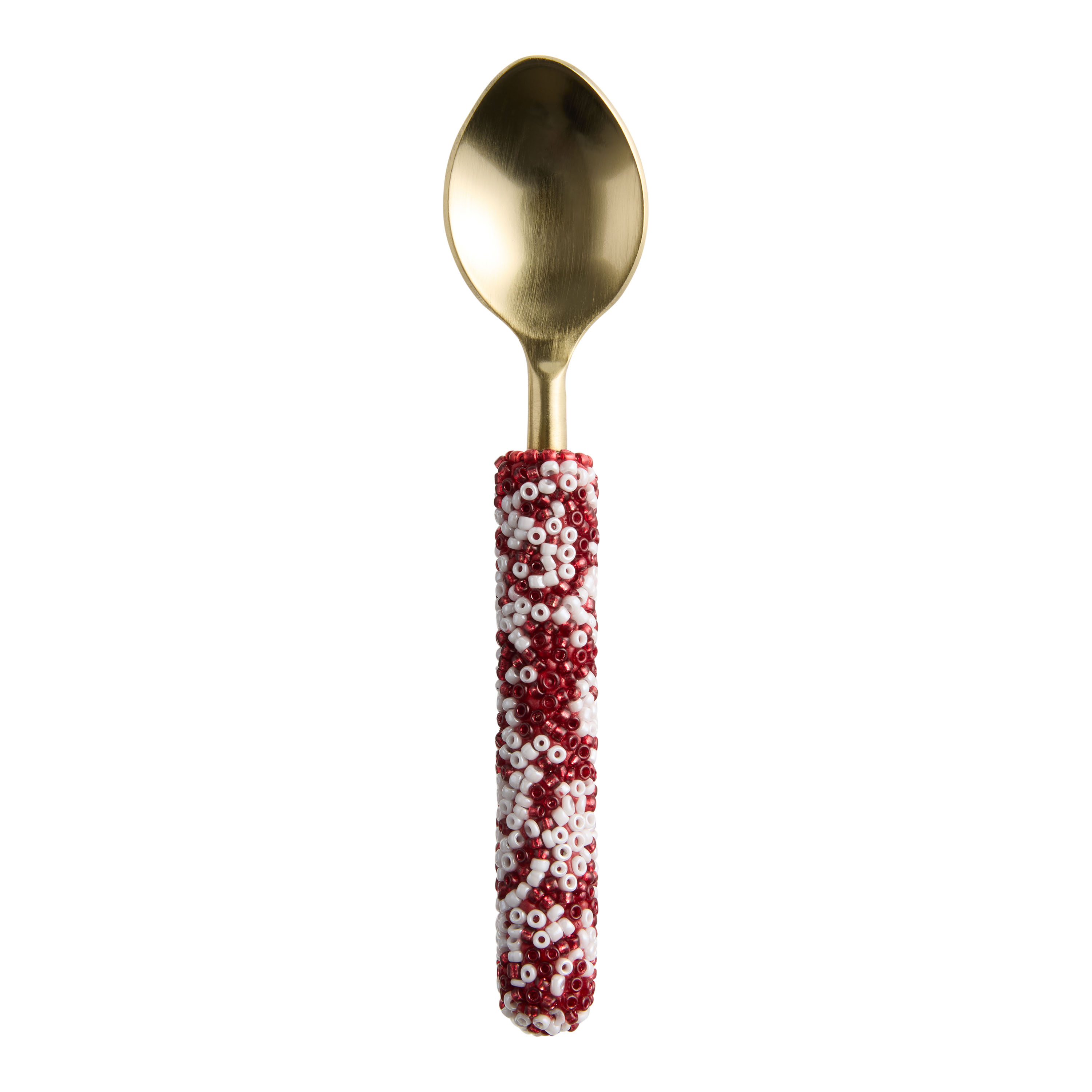 Red and White Beaded Cocktail Spoon - World Market