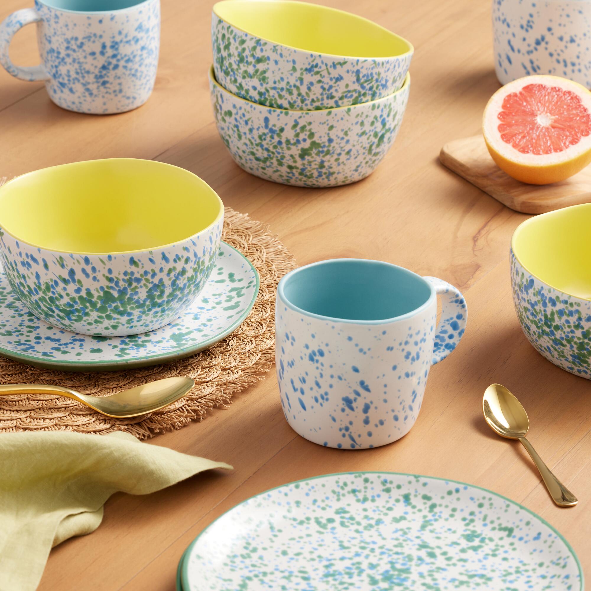 Aqua Splatter Hand Painted Dinnerware Collection - World Market