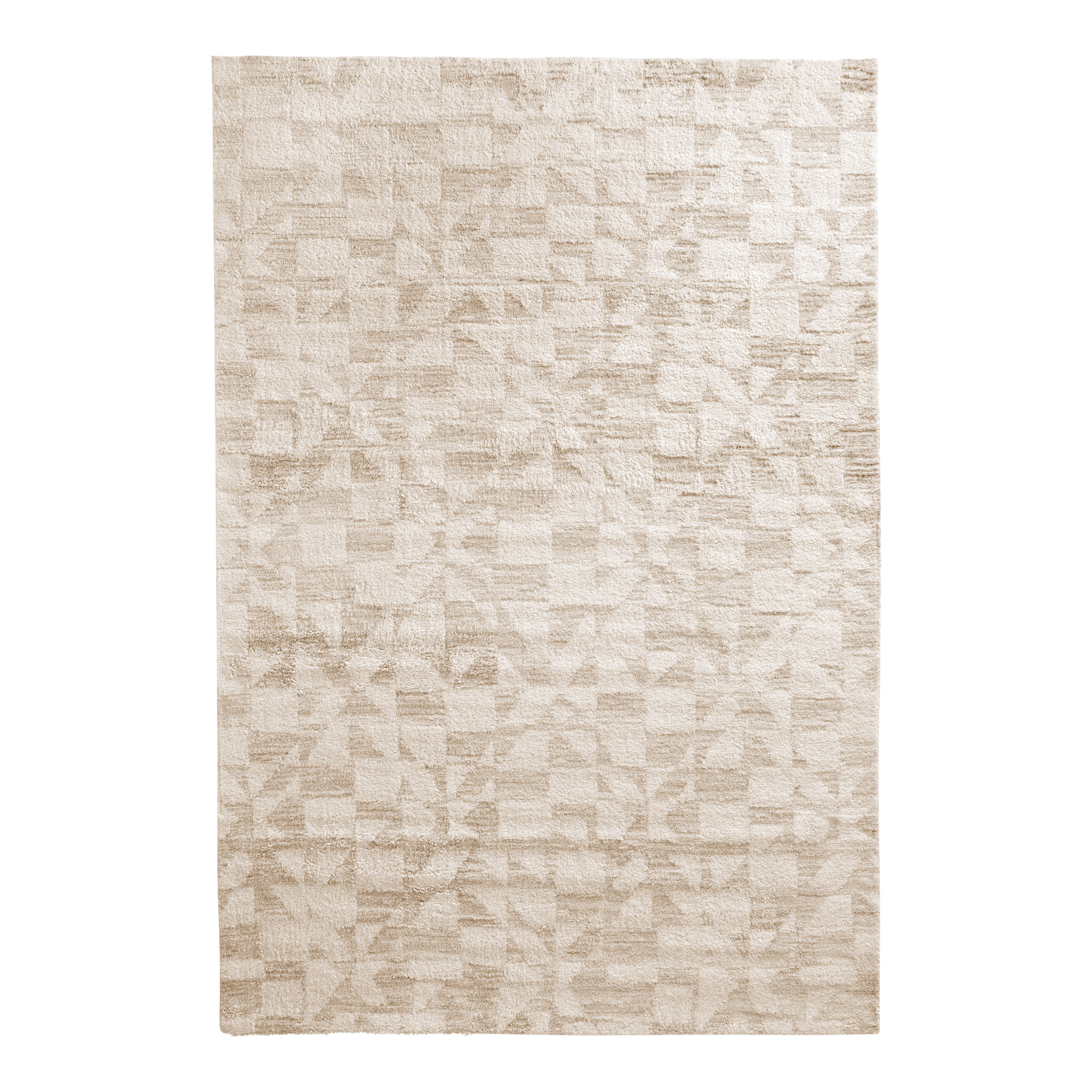Prism Tonal Cream Modern Geo Plush Recycled Area Rug - World Market