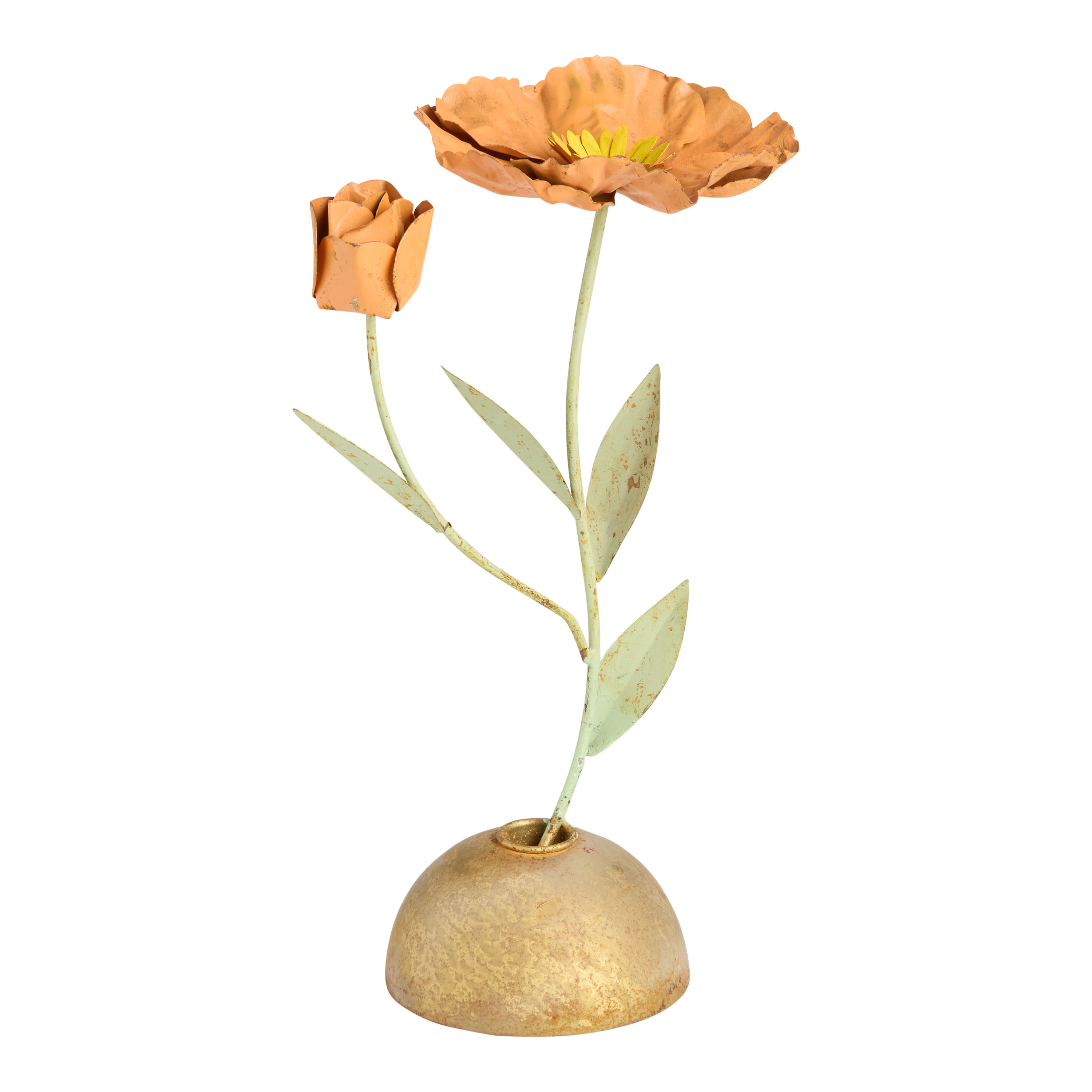 Orange Metal Poppy Tabletop Decor - World Market
