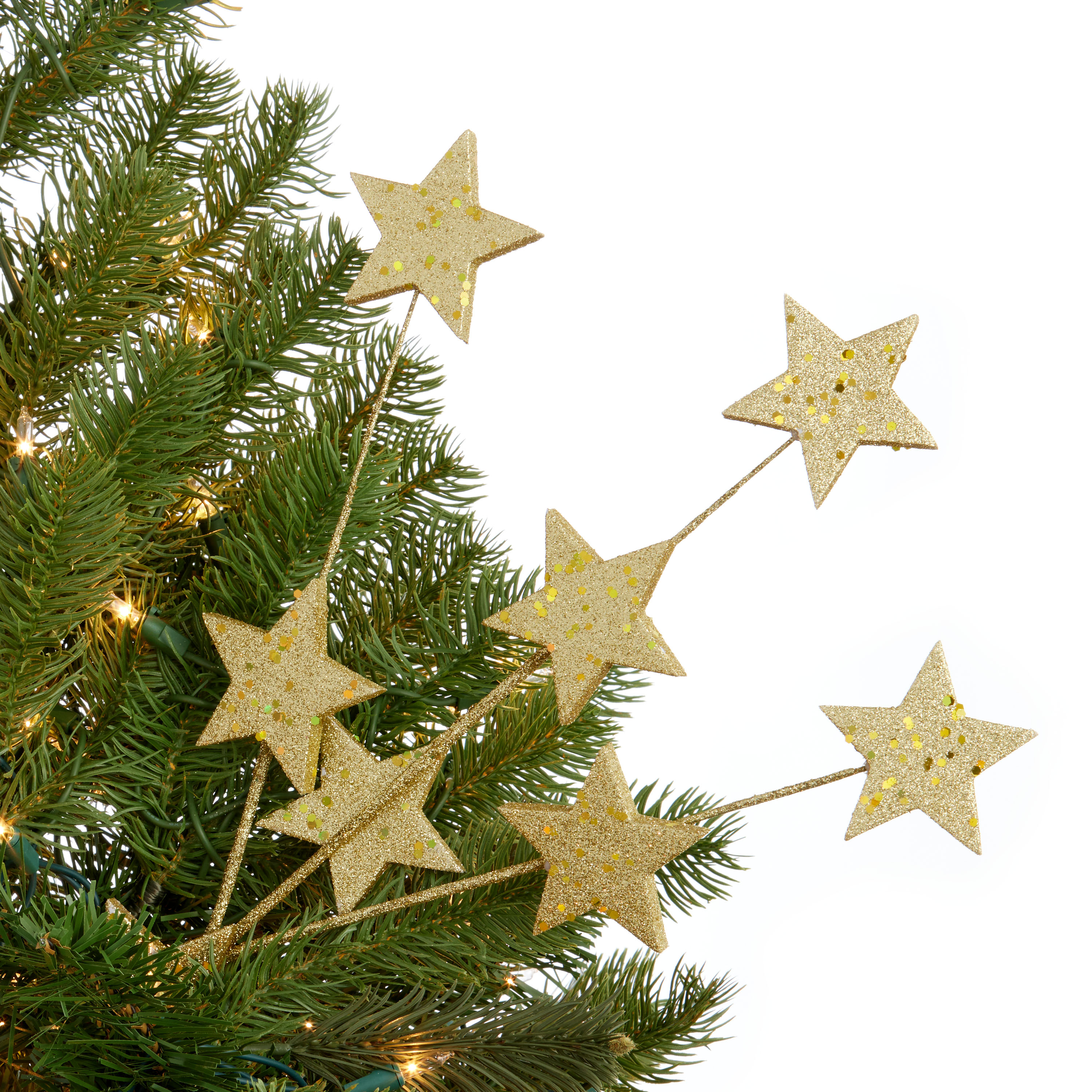 Glittered Gold Star Tree Pick - World Market