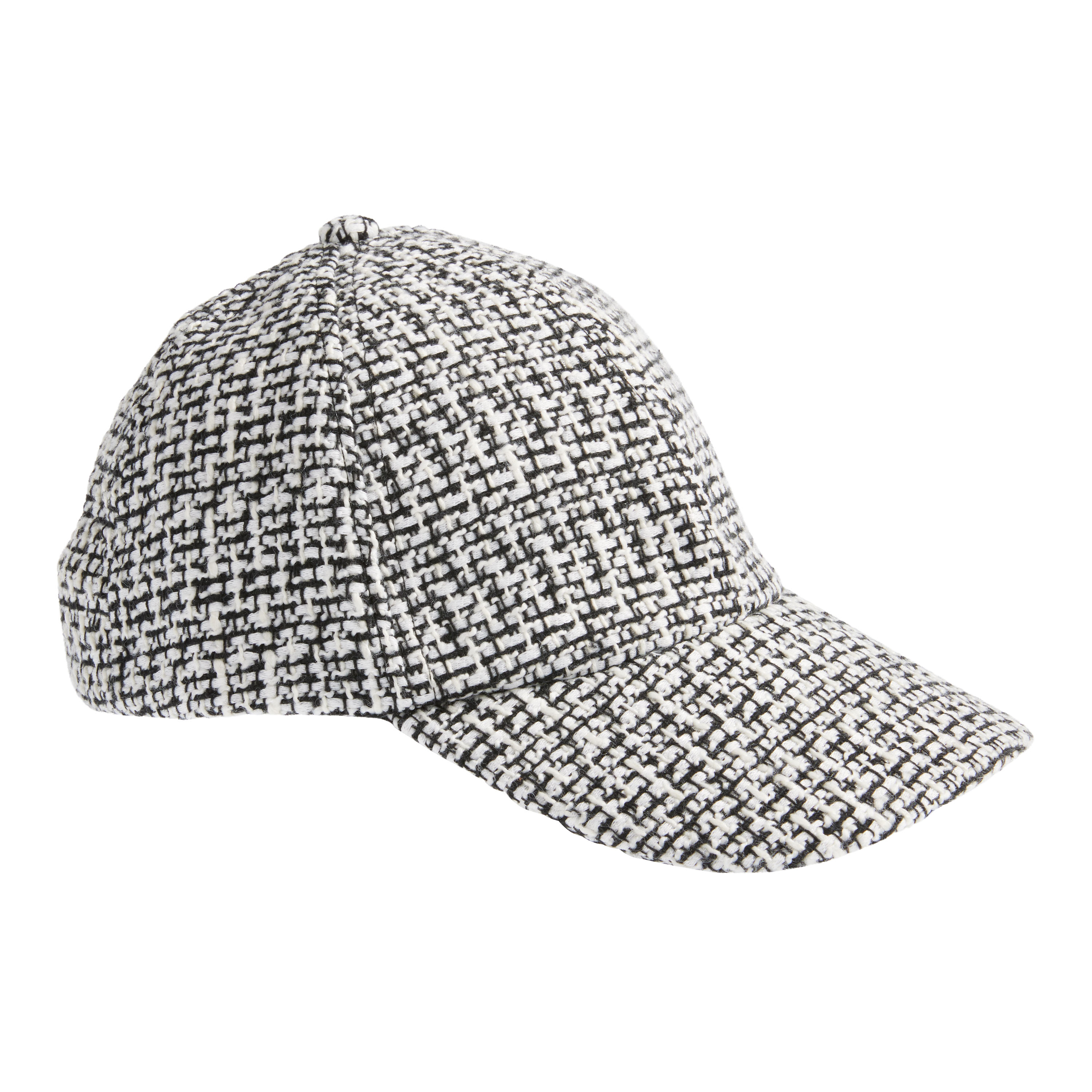 Black And White Wool Tweed Baseball Cap - World Market