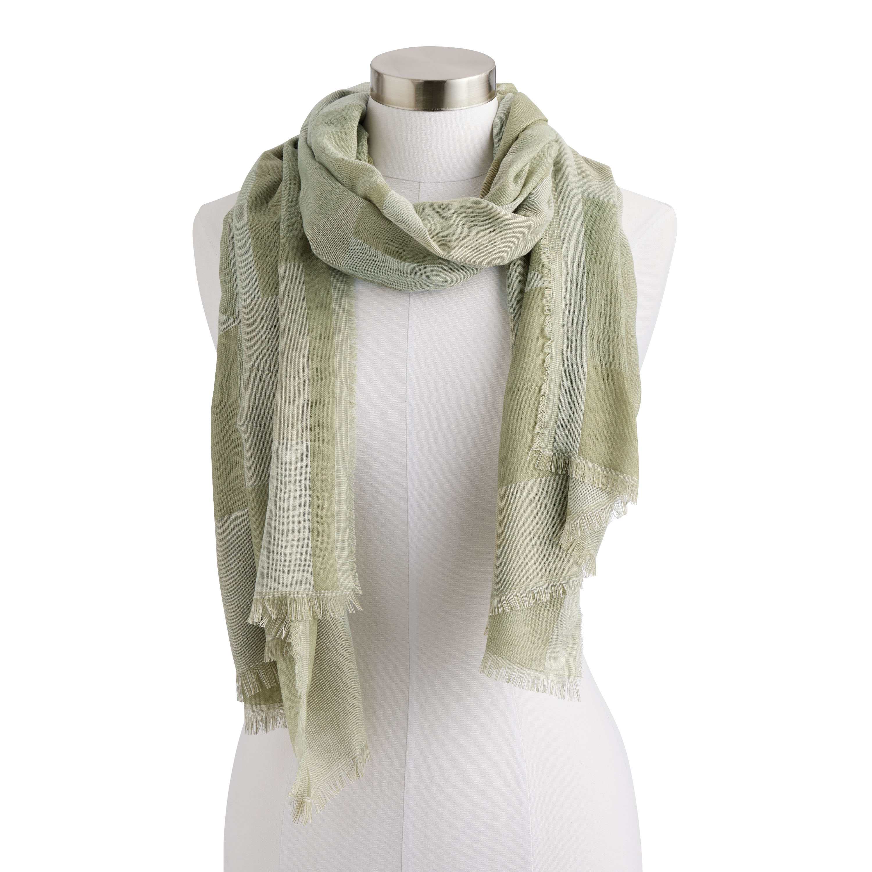 Sage Green Recycled Yarn Abstract Scarf - World Market