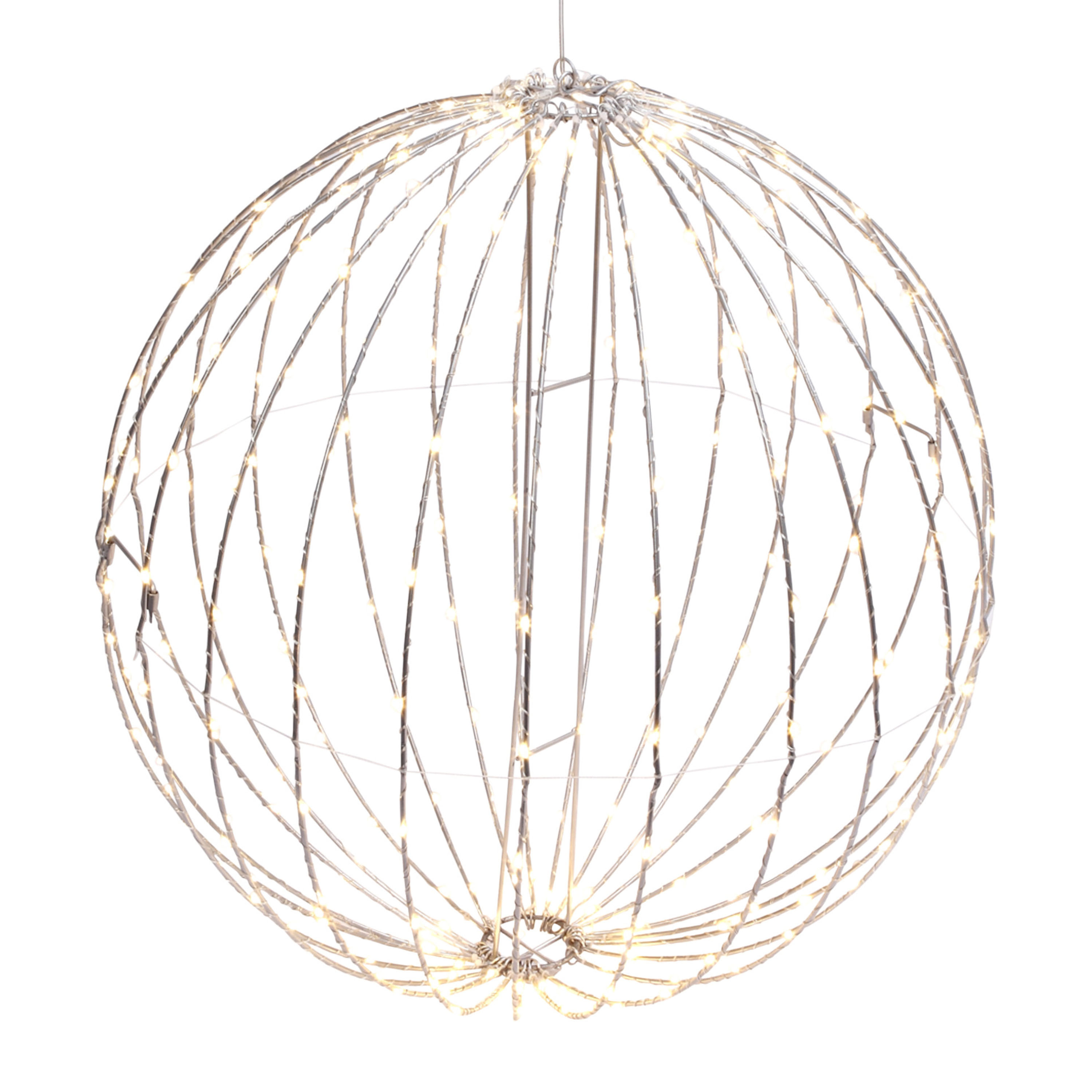 Gold Metal Sphere Pre Lit LED Electric Hanging Decor - World Market