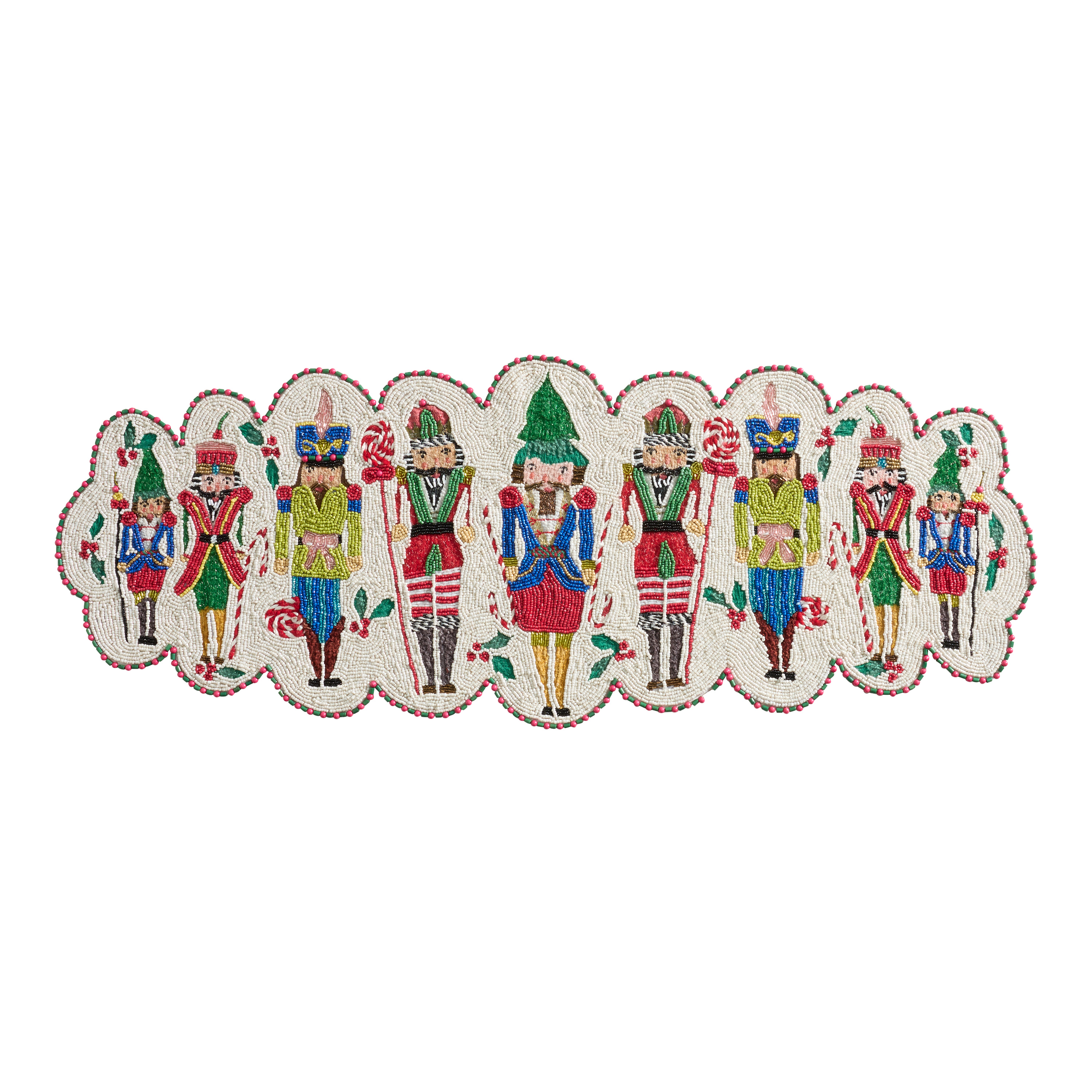 Multicolor Jingle Mingle Nutcracker Beaded Table Runner - World Market