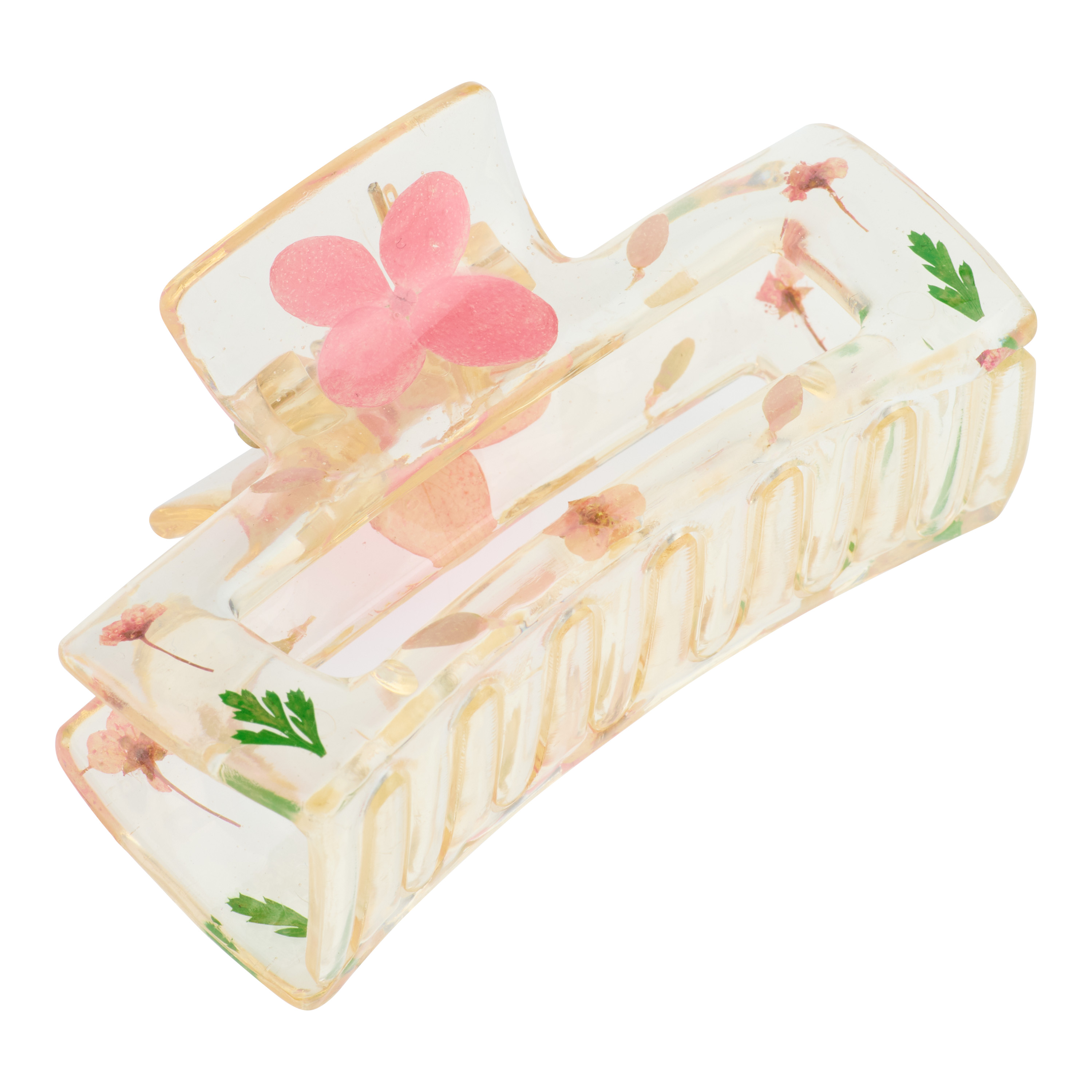 Pink and Green Dried Flower Acrylic Claw Clip - World Market